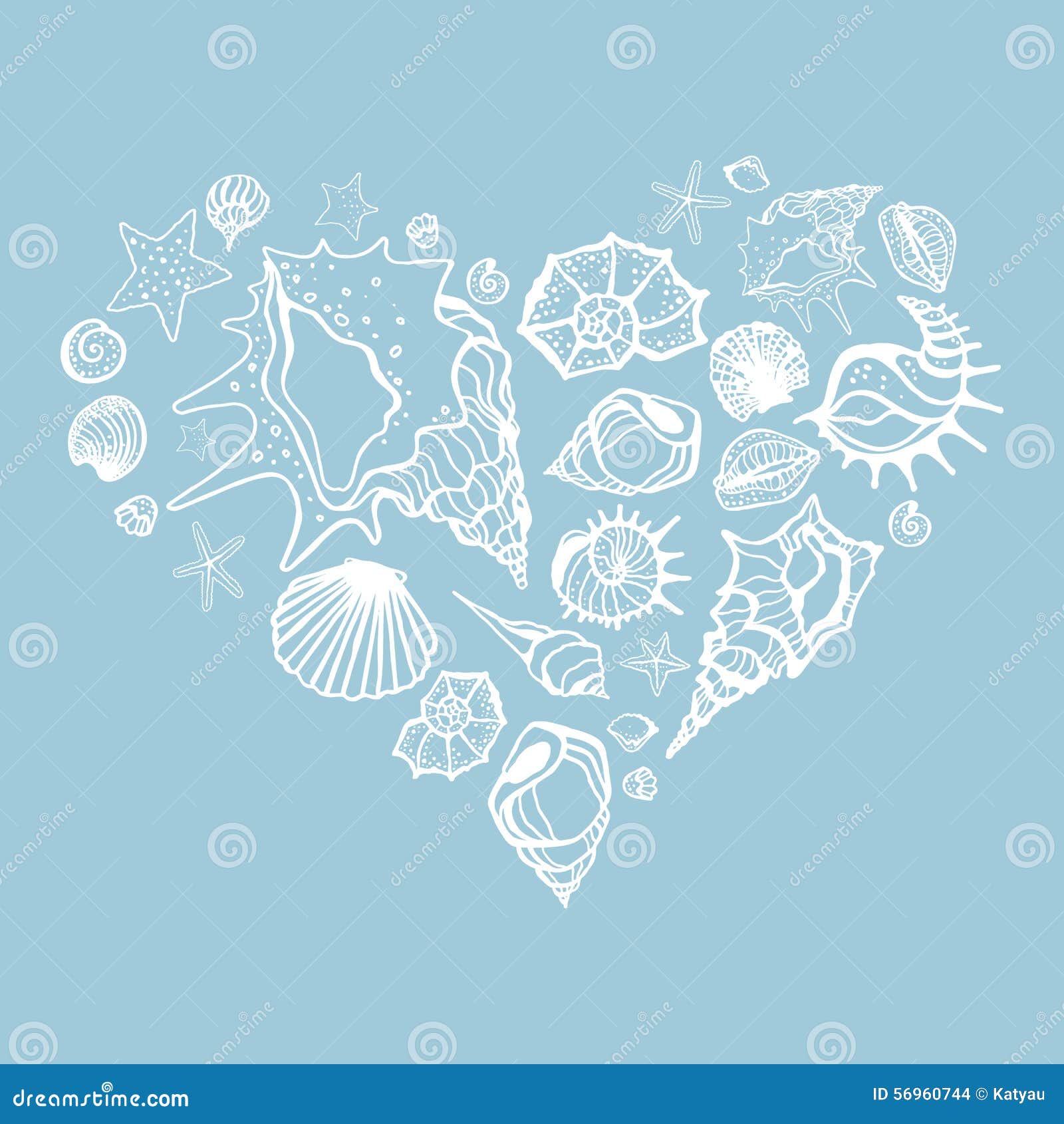 Heart of Sea shells stock vector. Illustration of marine - 56960744
