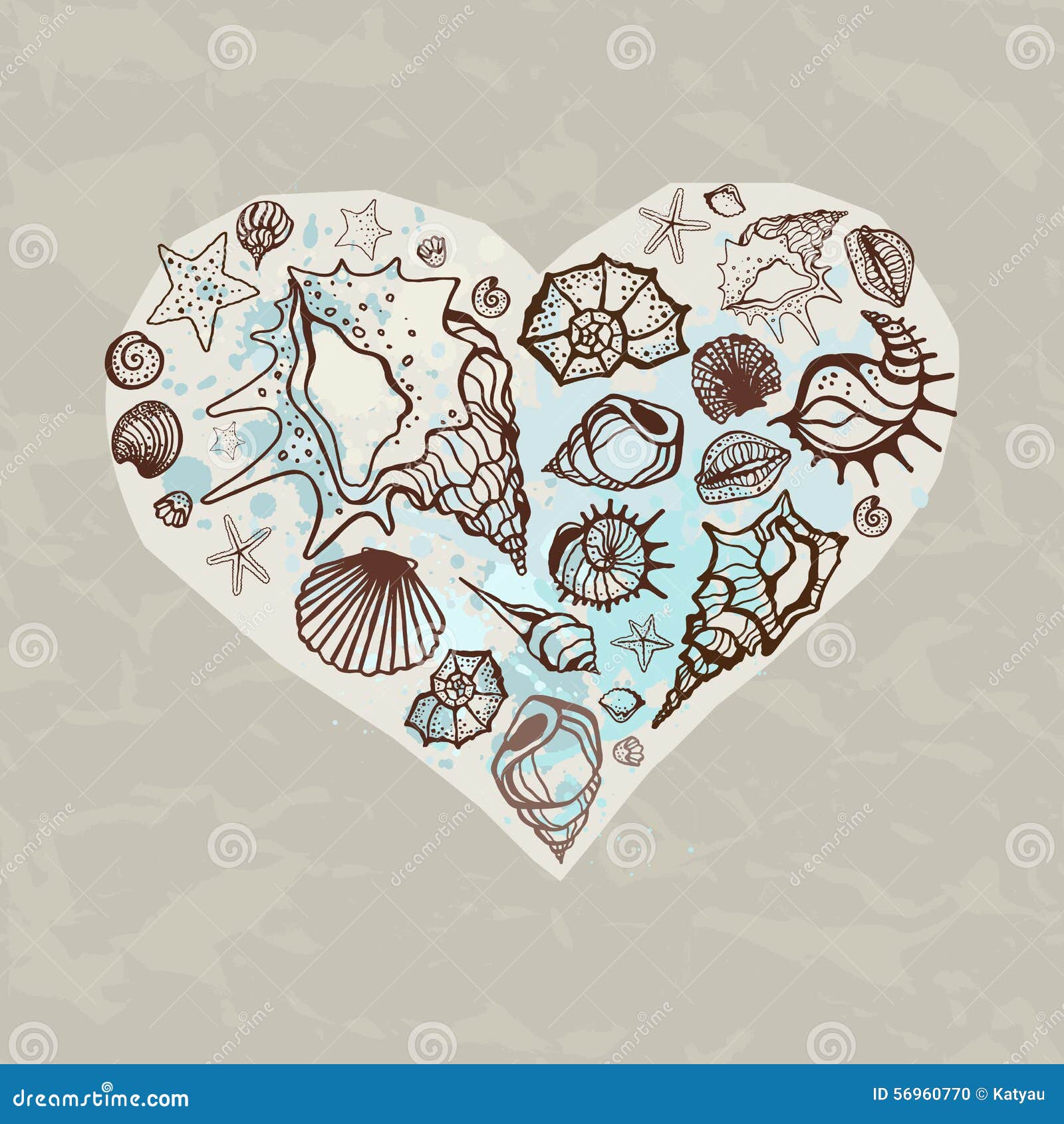 Heart of Sea shells stock vector. Illustration of drawn - 56960770