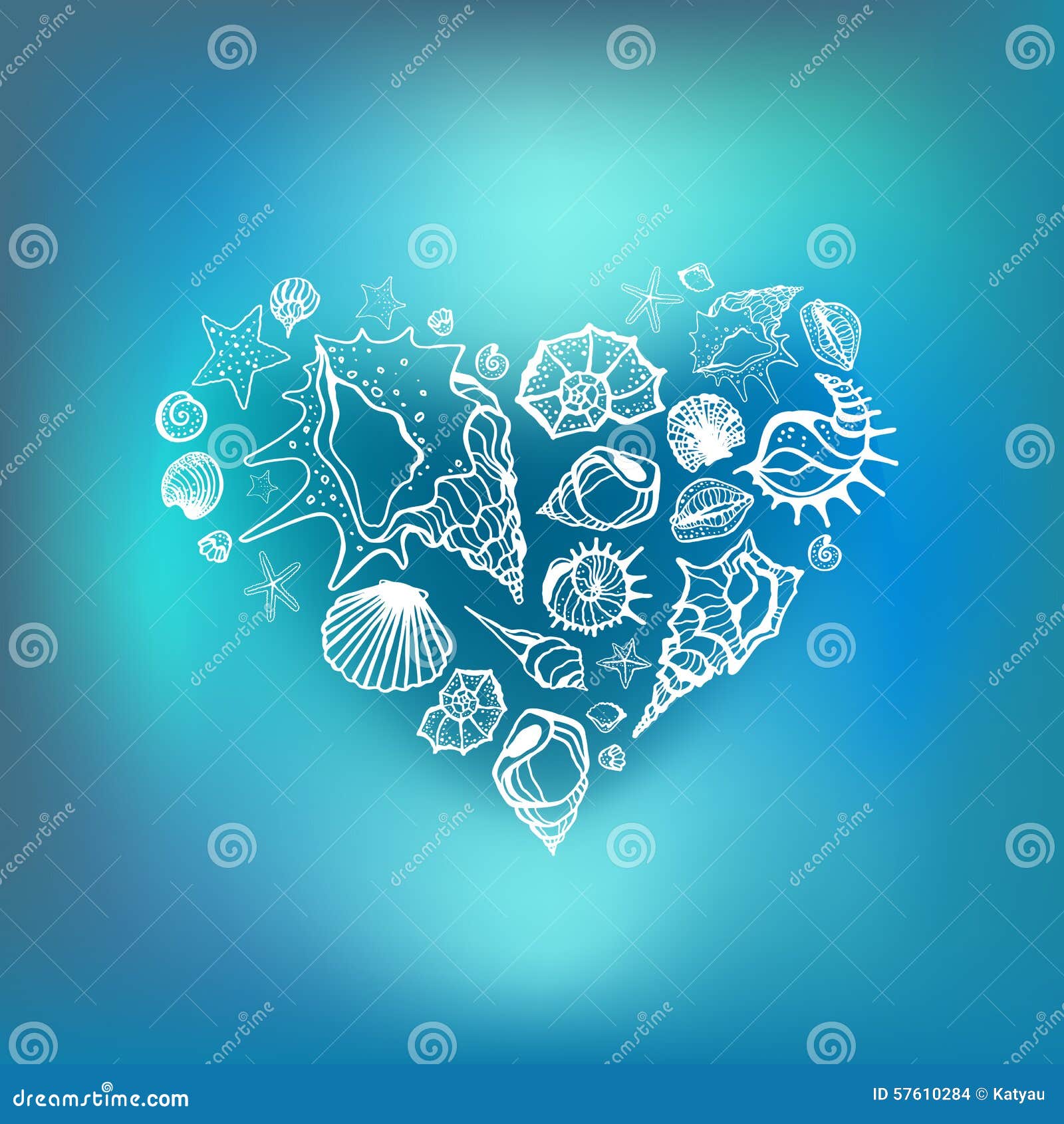 Heart of Sea shells stock vector. Illustration of pattern - 57610284
