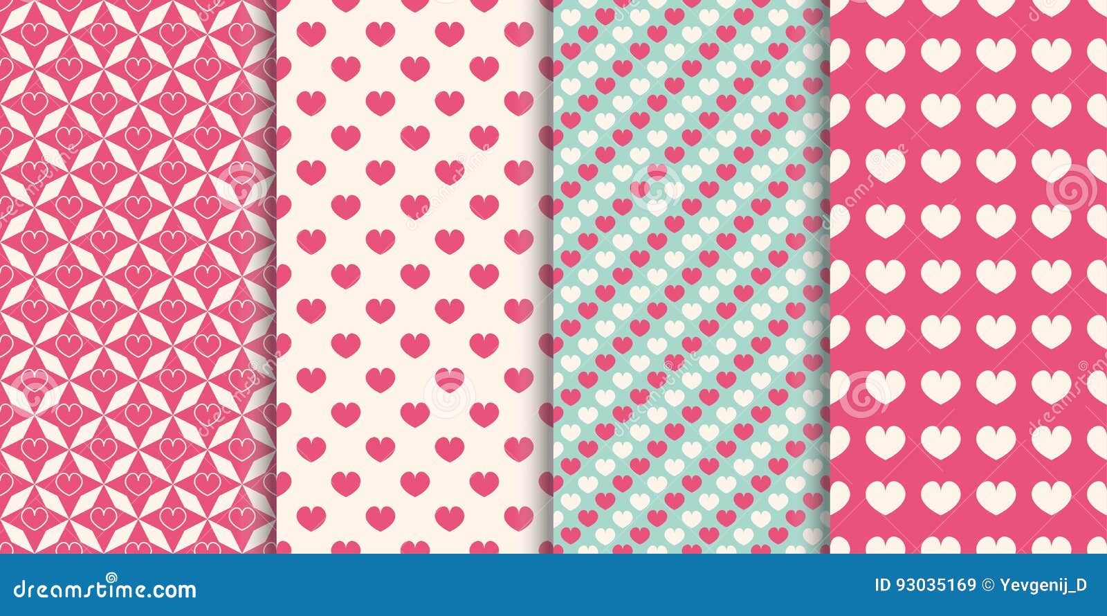 Heart Seamless Pattern Background. Set of Different Patterns for ...