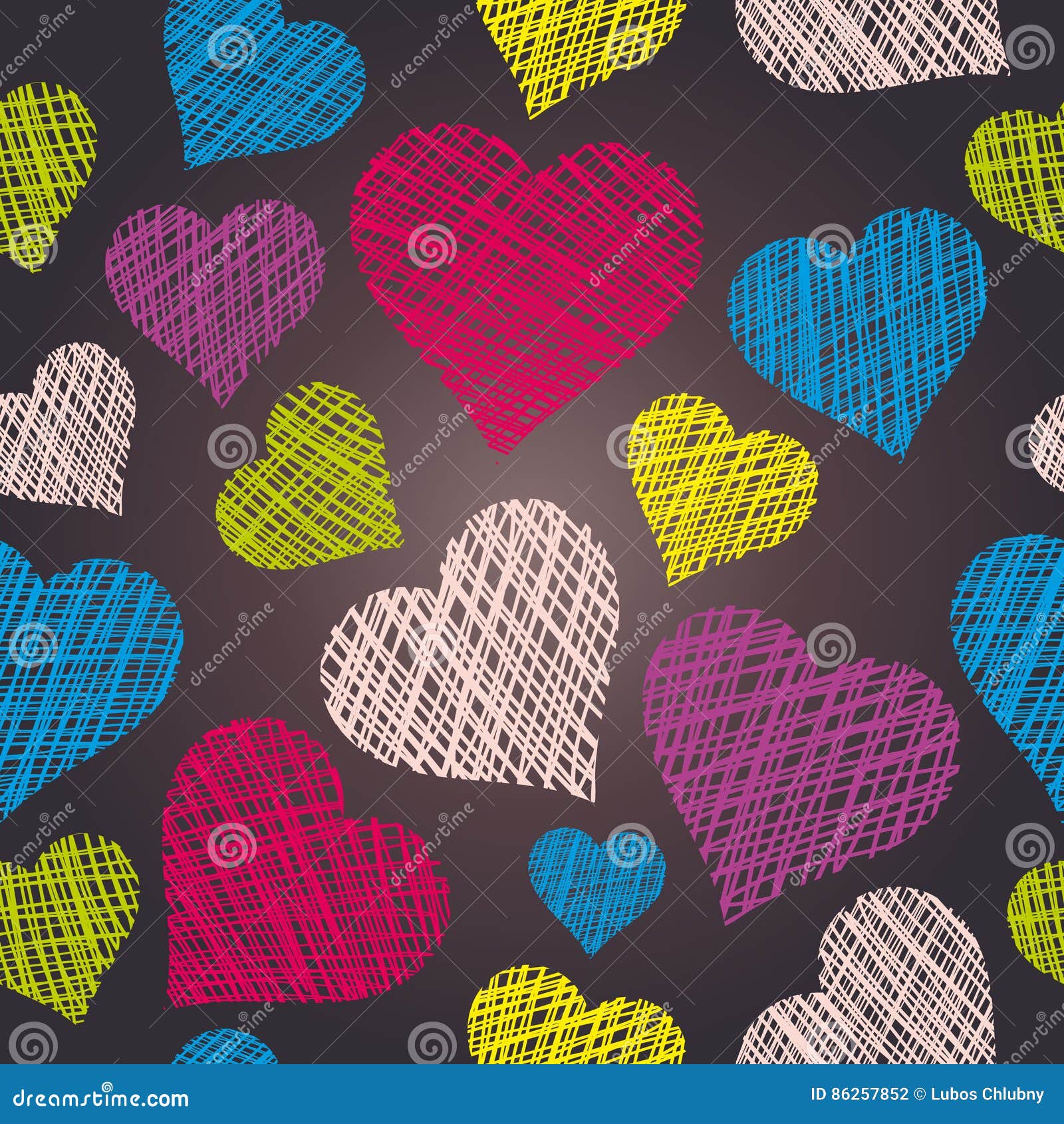 Heart Seamless Pattern. Hand Drawn Hearts Stock Illustration ...