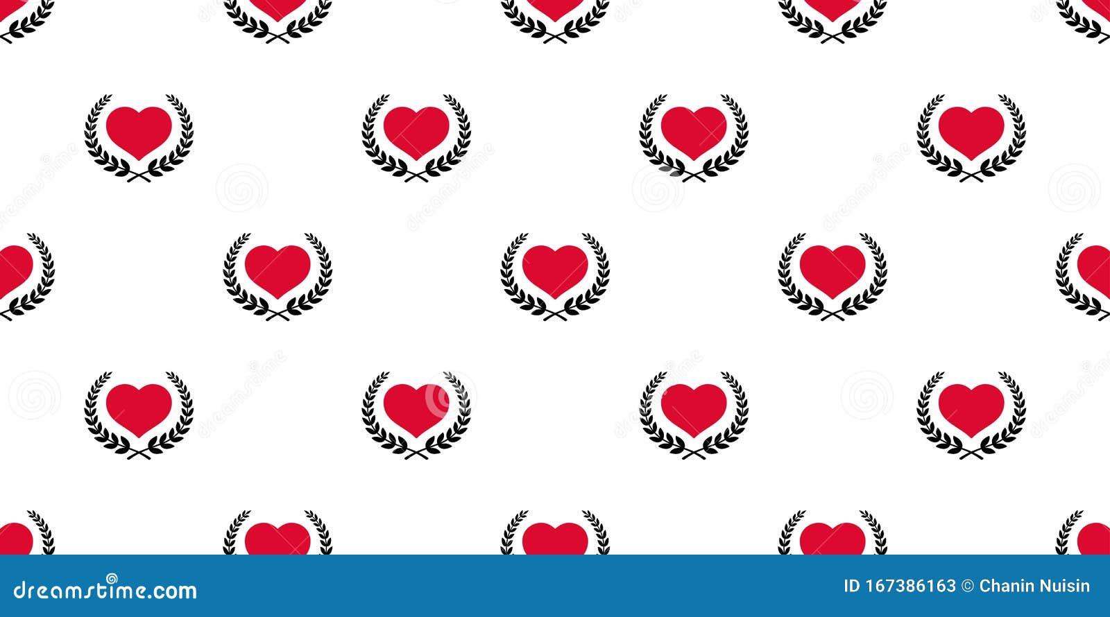 Heart Seamless Pattern Vector Valentine Laurel Wreath Icon Scarf