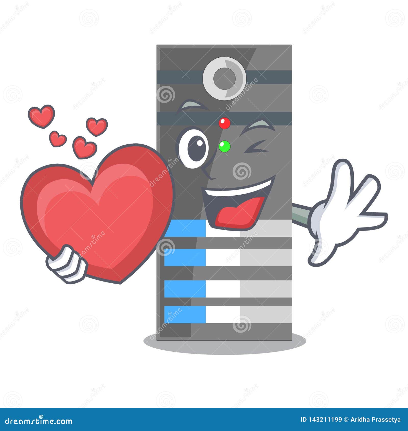 With Heart Server Data in the Cartoon Shape Stock Vector - Illustration ...