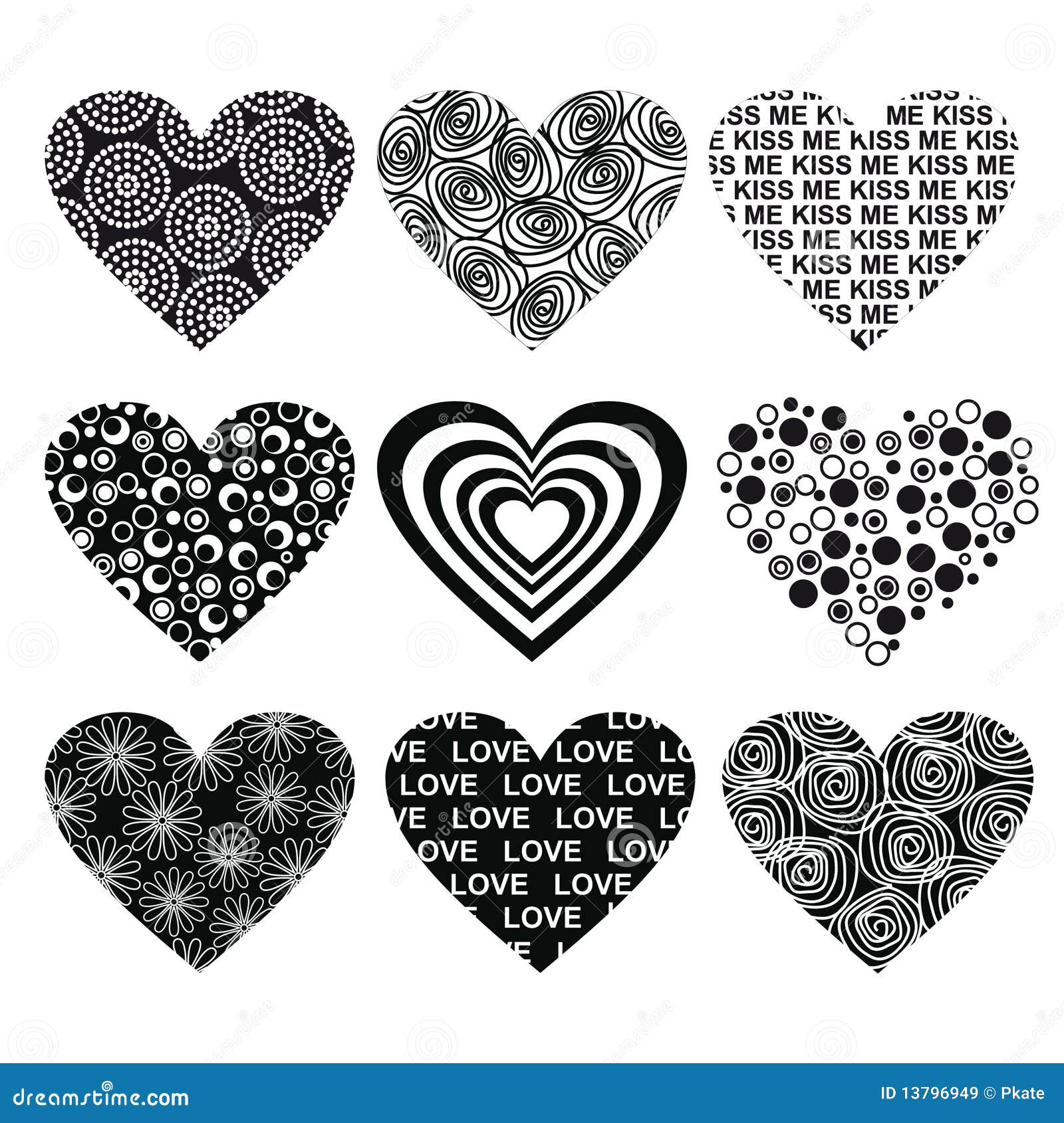Heart set stock vector. Illustration of romance, scroll - 13796949