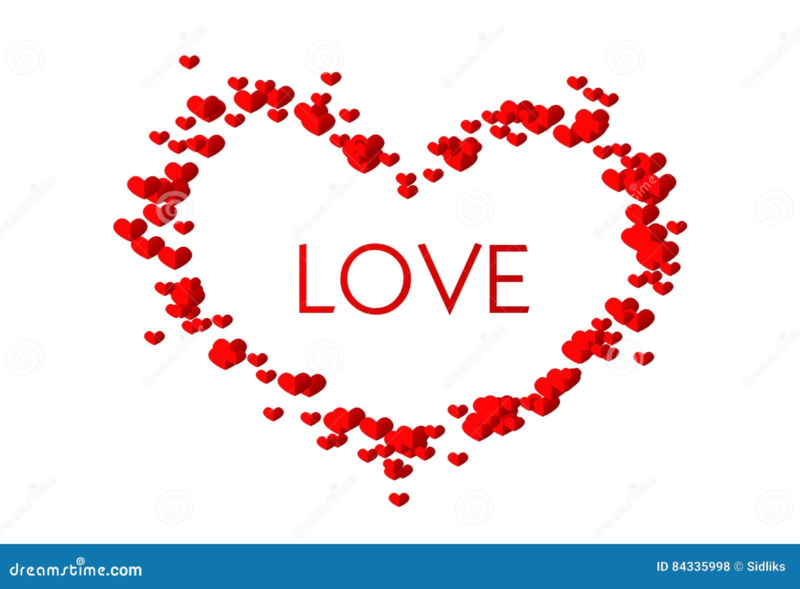 Heart Set of Small Red Hearts with Text Love Stock Illustration ...