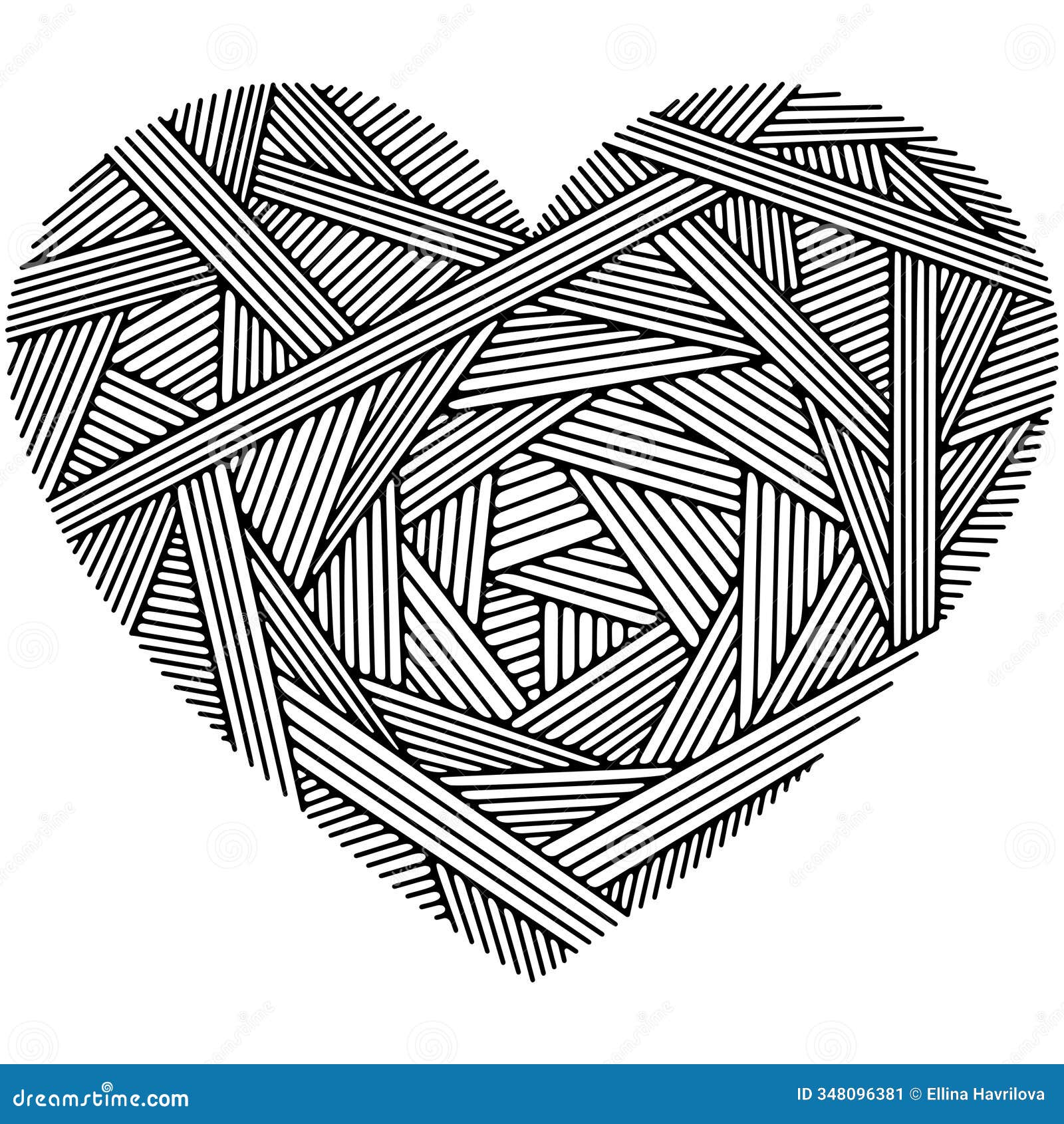 Heart Shape with Geometric Ornament Line Art Stock Illustration ...