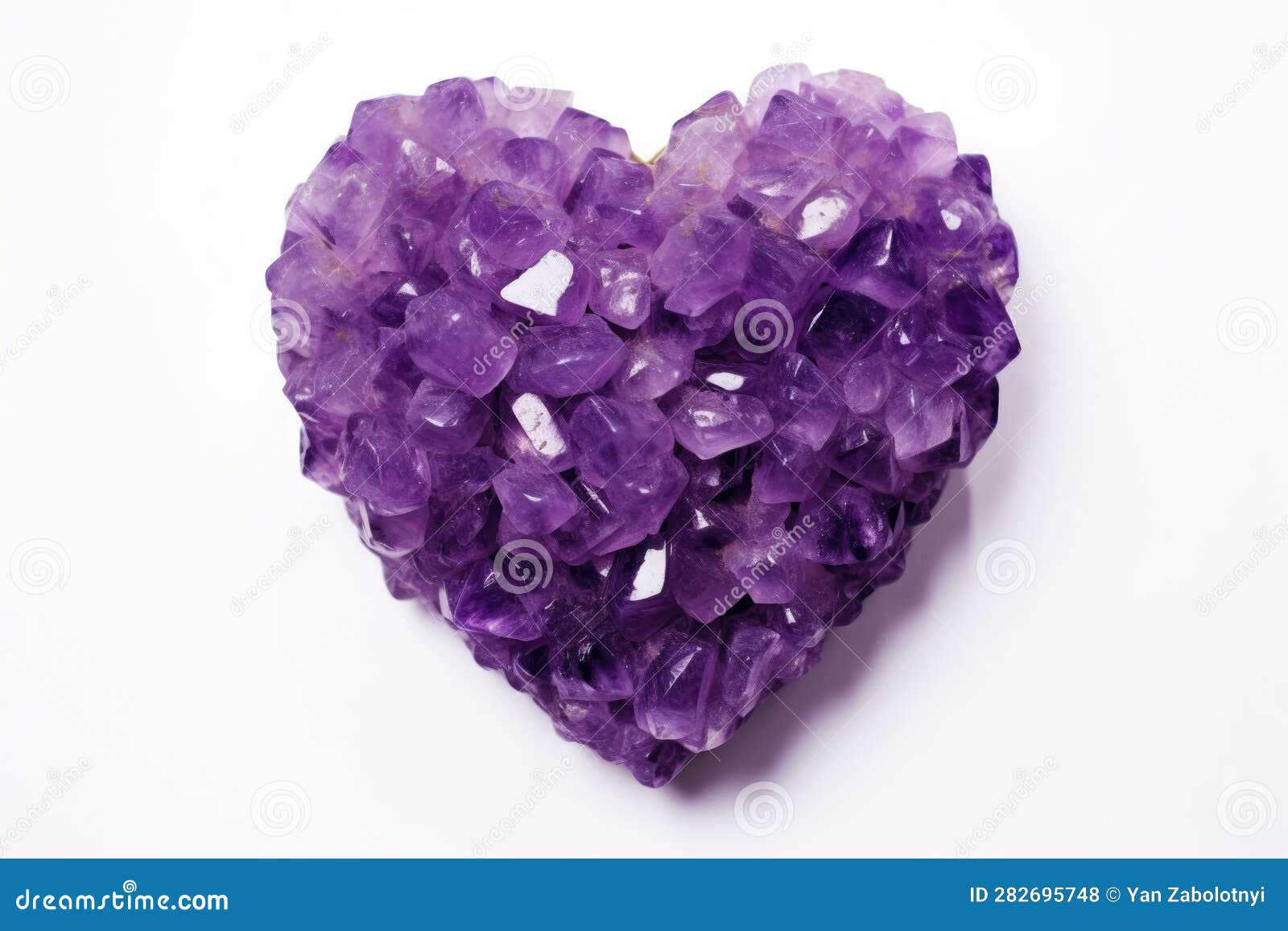 Heart Shape of Amethyst on White Background. Generative AI Stock ...