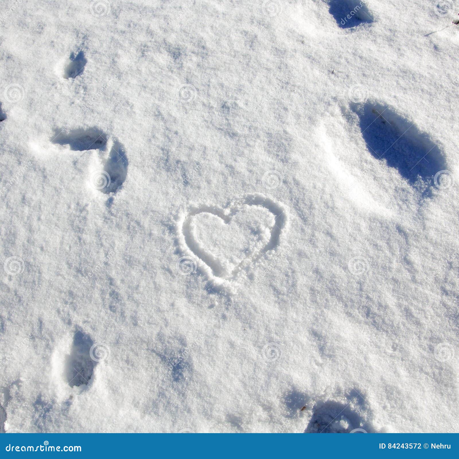 Heart Shape on a Background of Fresh Snow Texture Stock Photo - Image ...