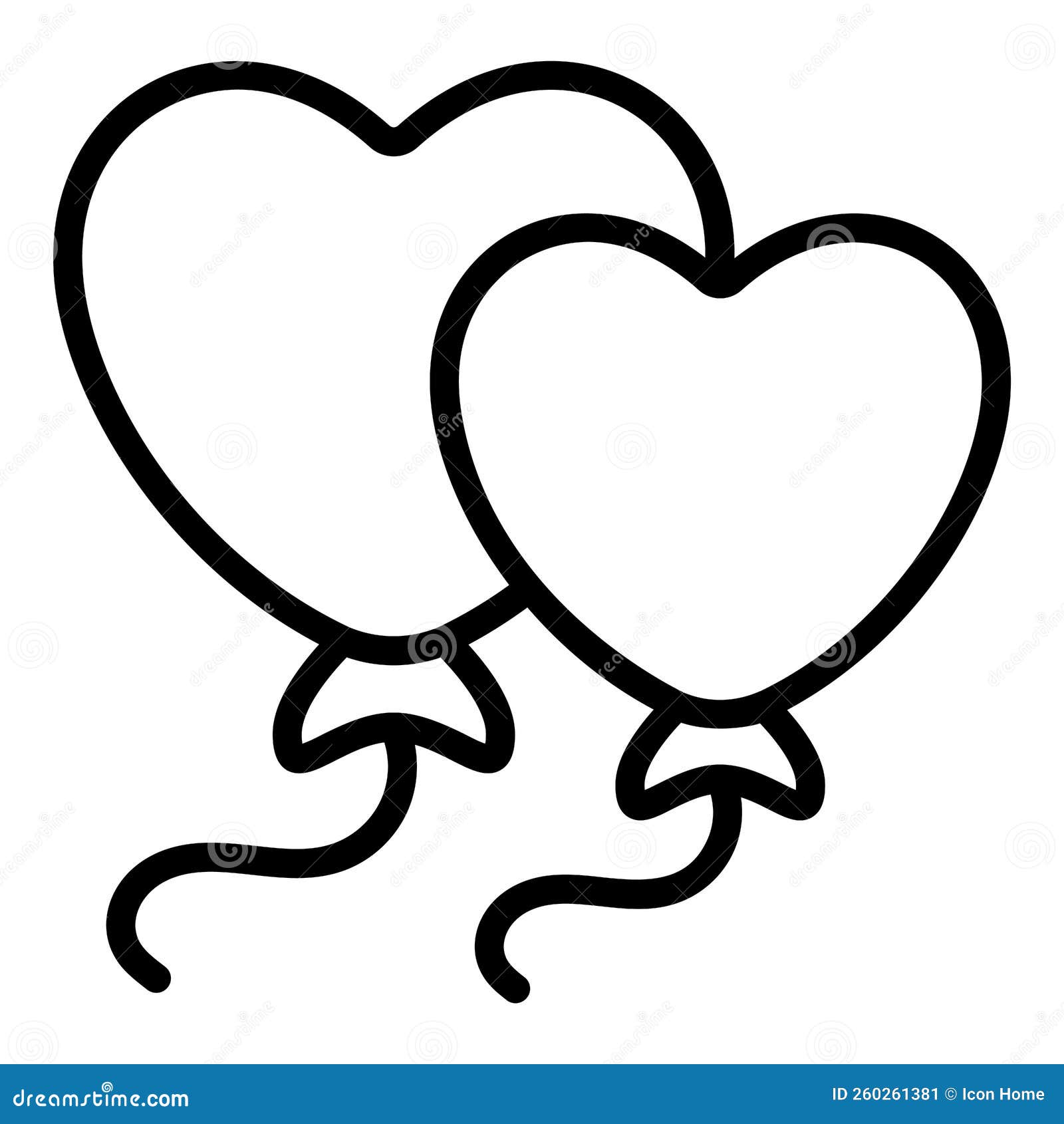 Heart Shape Balloons Simple Line Stock Vector - Illustration of line ...