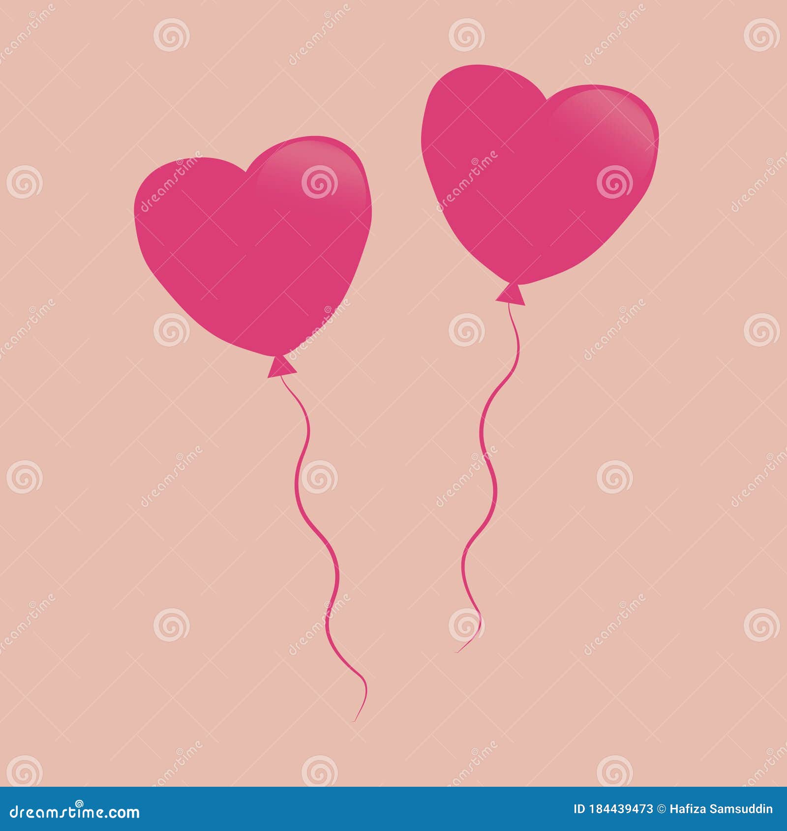 Heart Shape Balloons with Strings. Vector Illustration Decorative ...