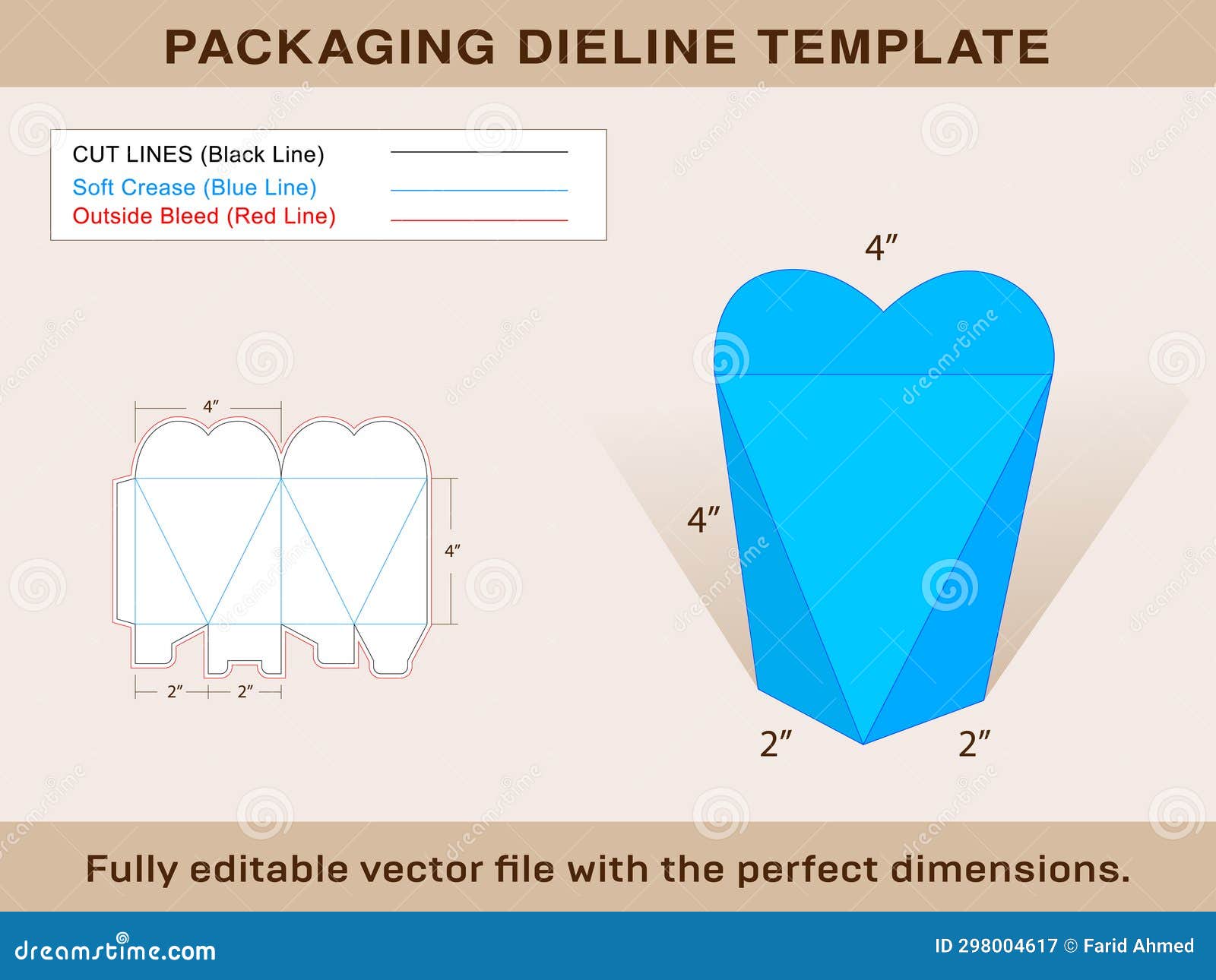 Heart Shape Box, Gift Box, Storage Box Dieline Template Stock Vector ...