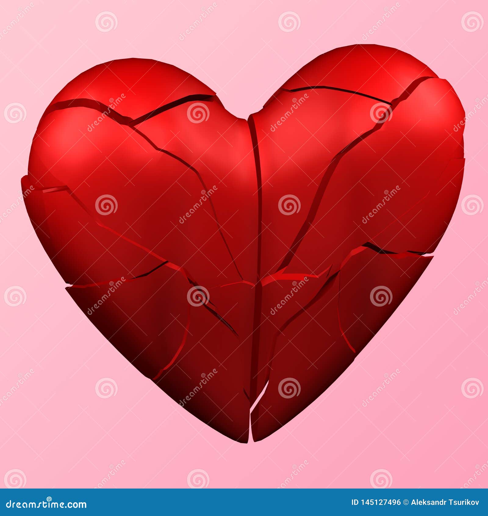 Heart Shape Break Up. 3D Rendering Stock Illustration - Illustration of ...