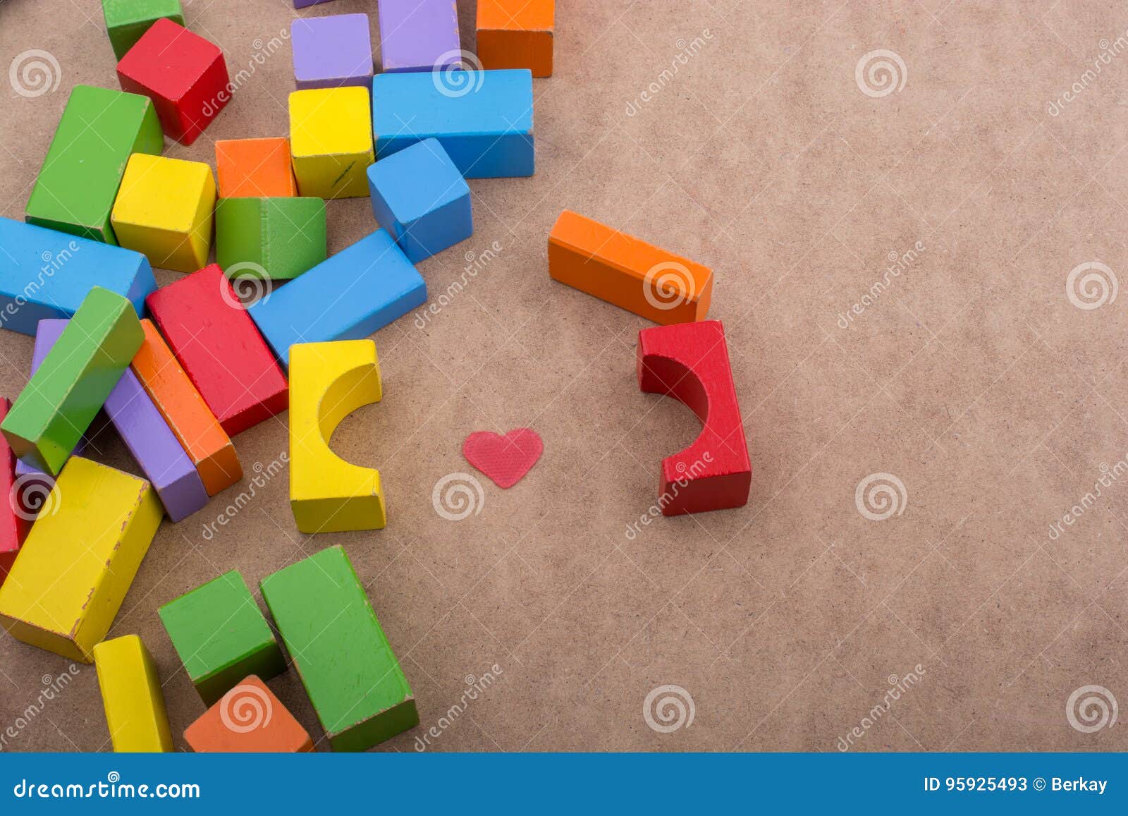 Heart Shape between Building Blocks Stock Image - Image of love, color ...