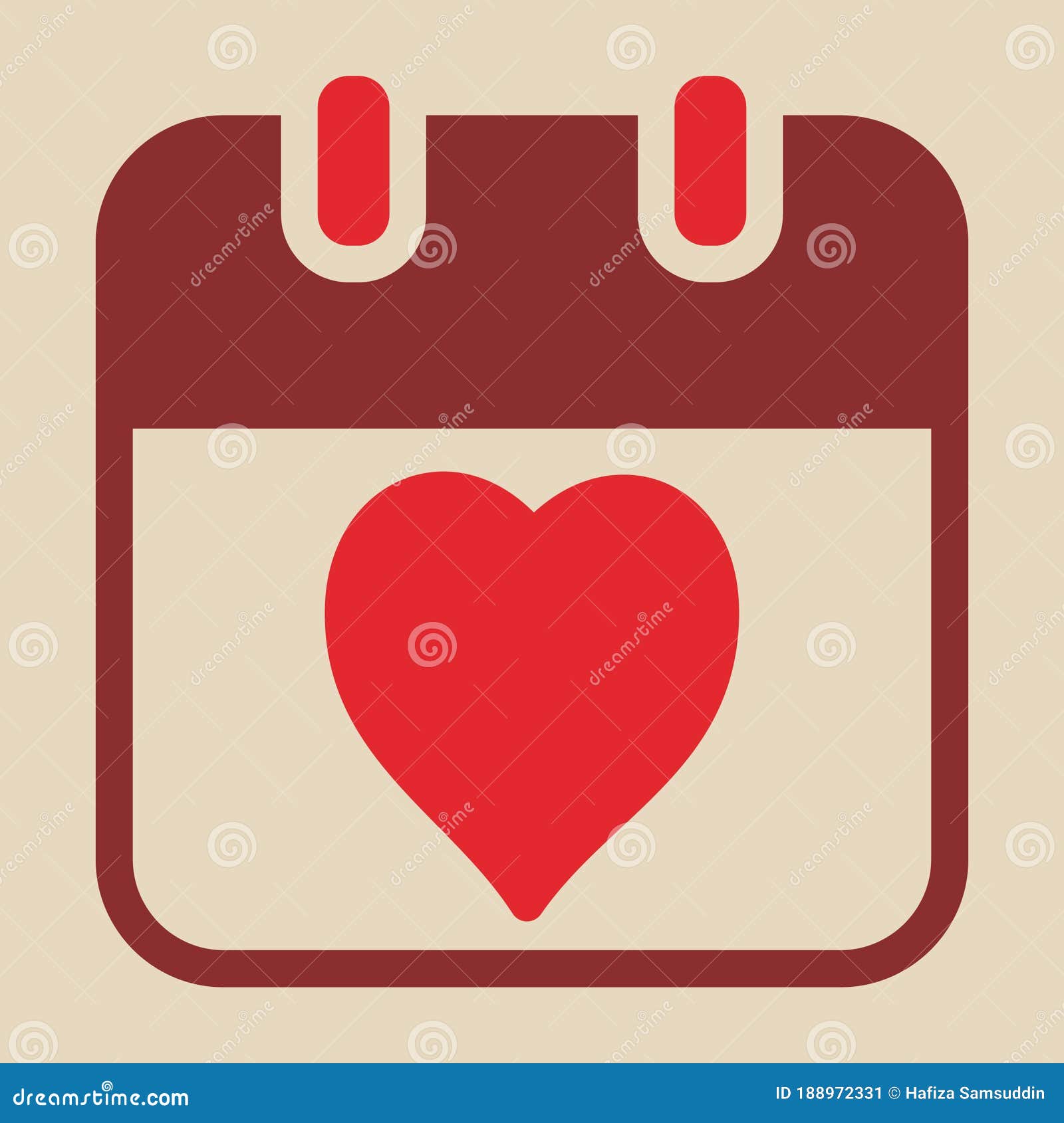 Heart Shape on Calendar. Vector Illustration Decorative Design Stock ...