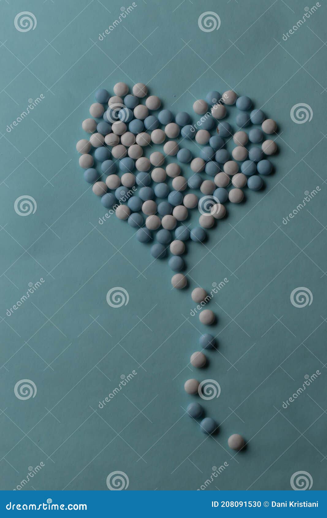 Heart Shape Candy Chip on Blue Background Stock Photo - Image of coated ...