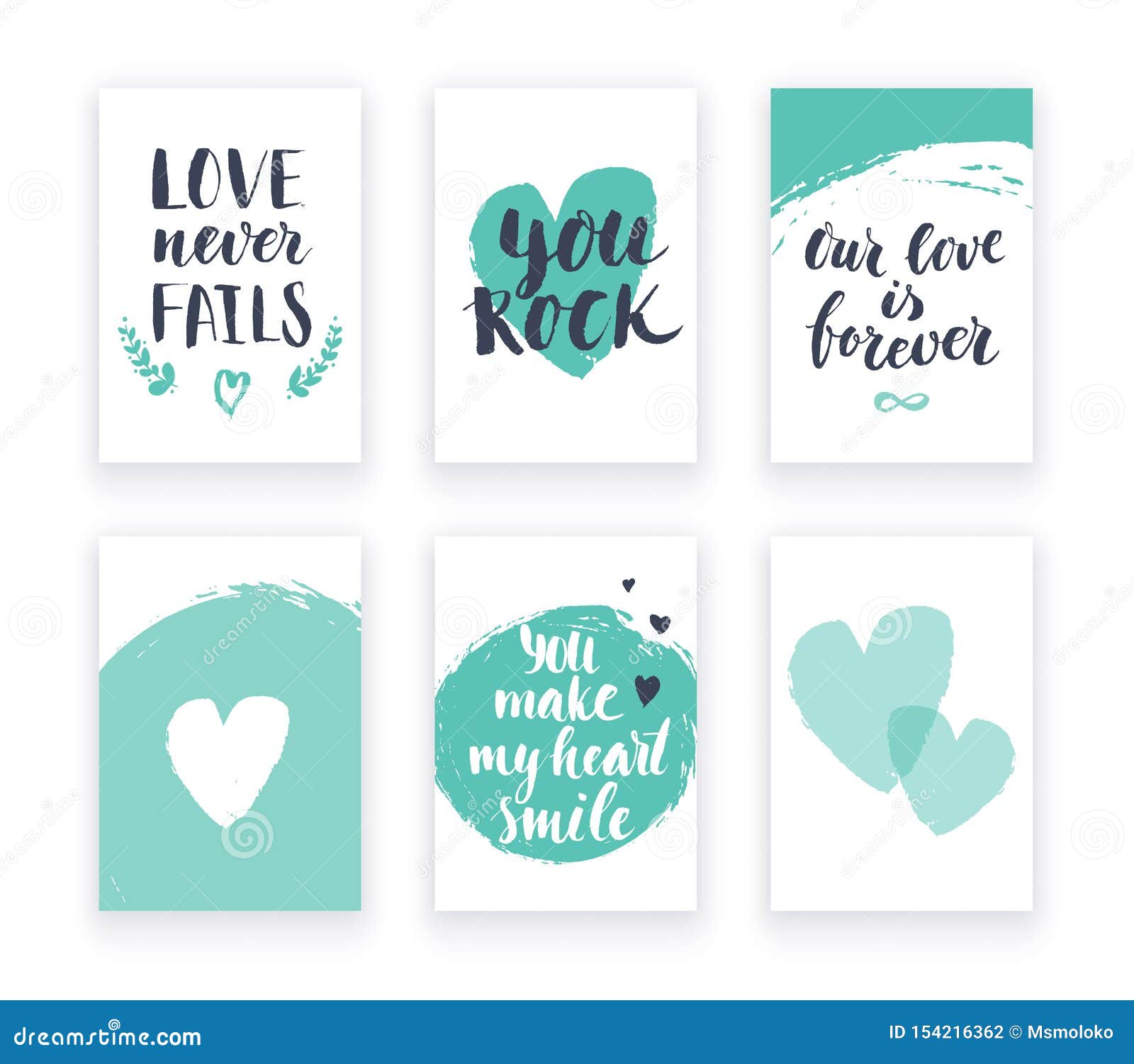 Heart shape cards set stock vector. Illustration of calligraphy - 154216362