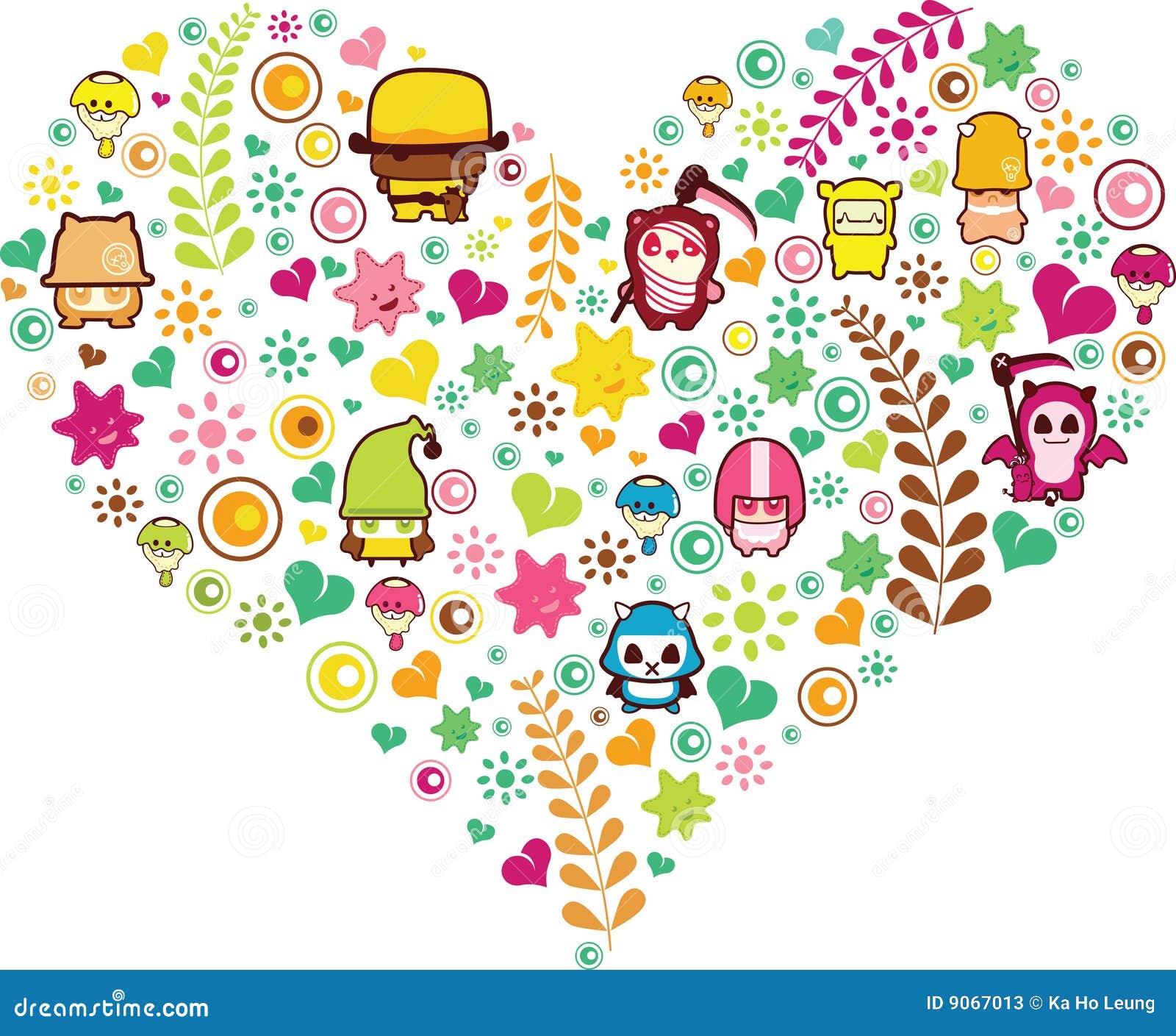 Heart shape with cartoon stock vector. Illustration of shapes - 9067013