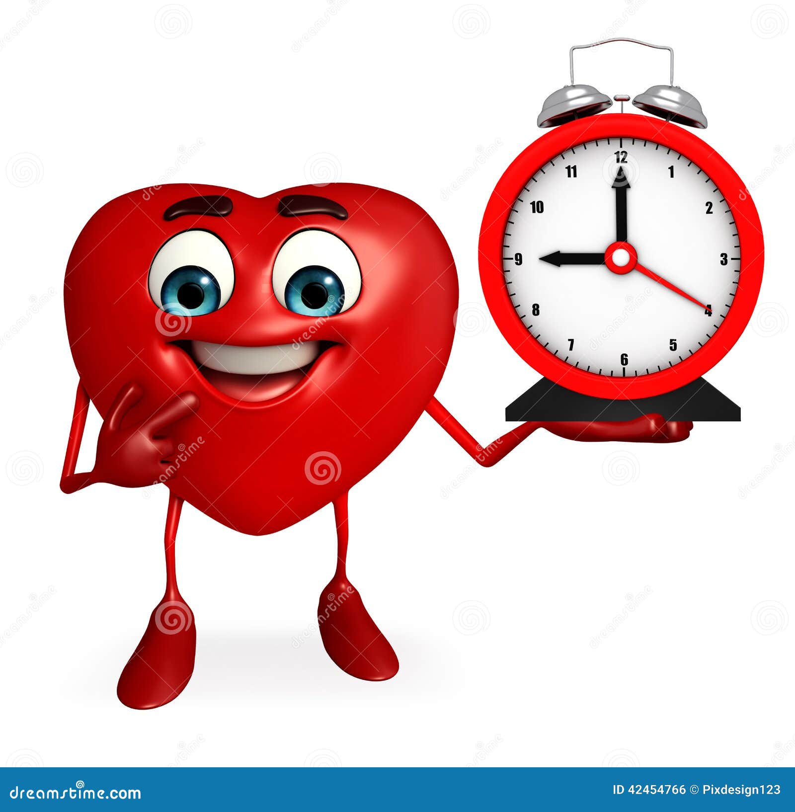 Heart Shape Character with Clock Stock Illustration - Illustration of ...
