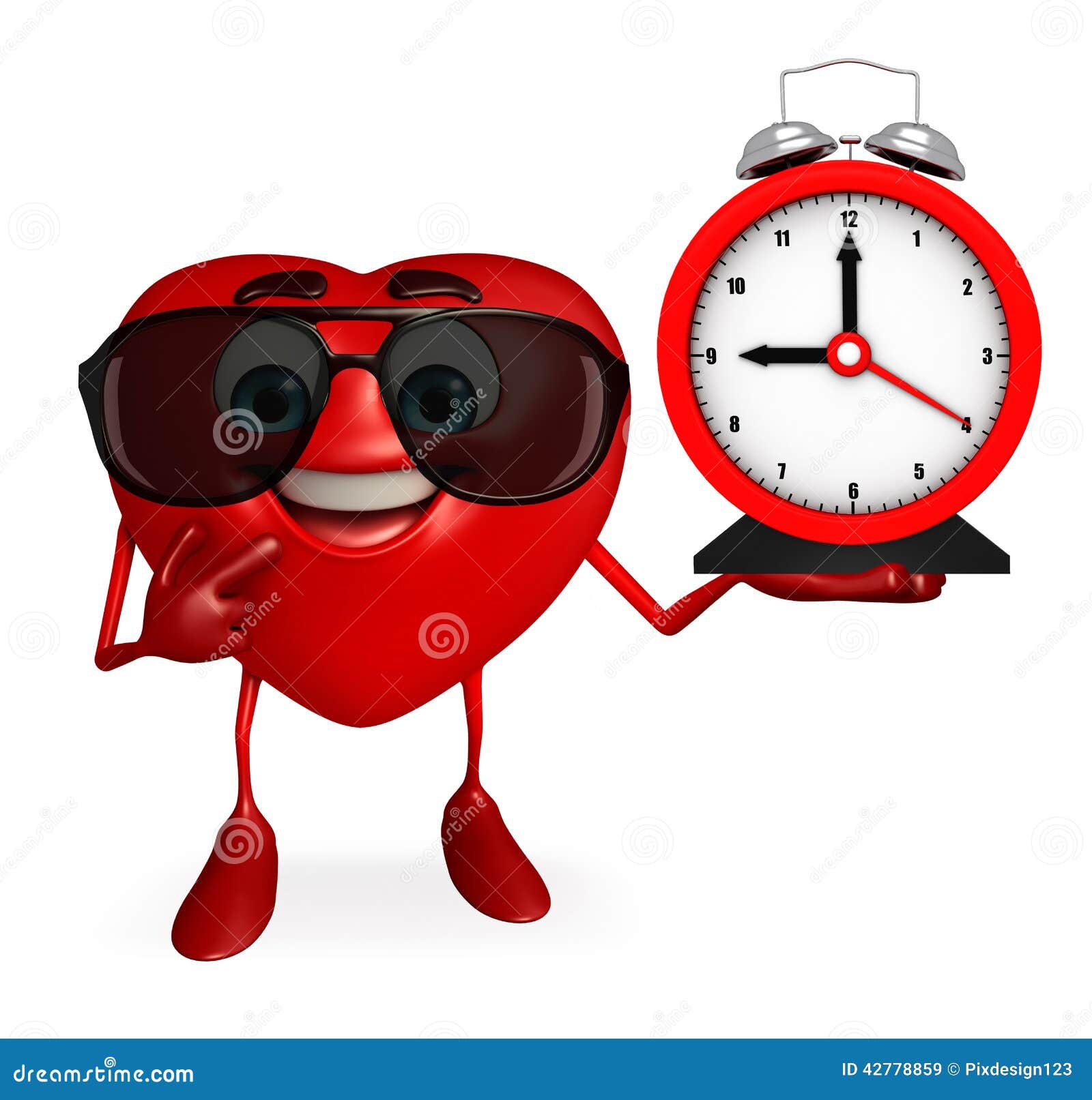 Heart Shape Character with Clock Stock Illustration - Illustration of ...