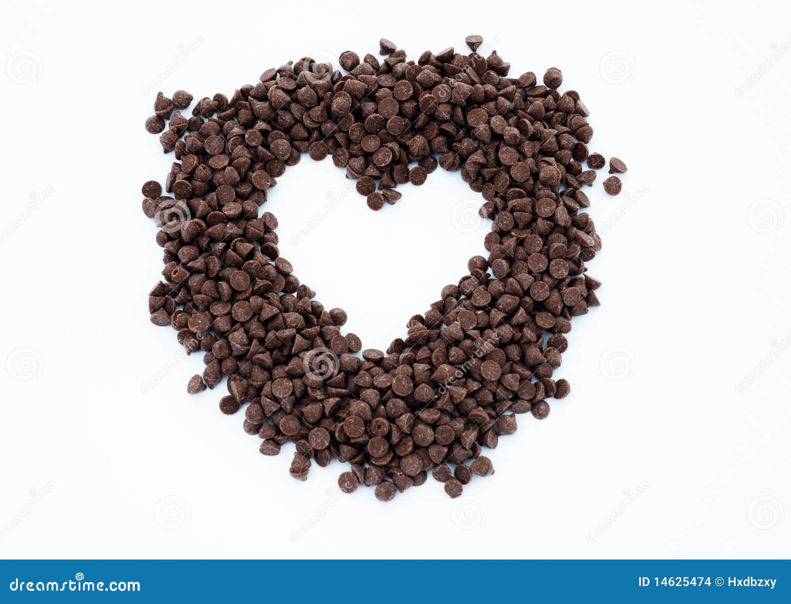 Heart Shape of Chocolate Chips Stock Photo - Image of heart, chips ...
