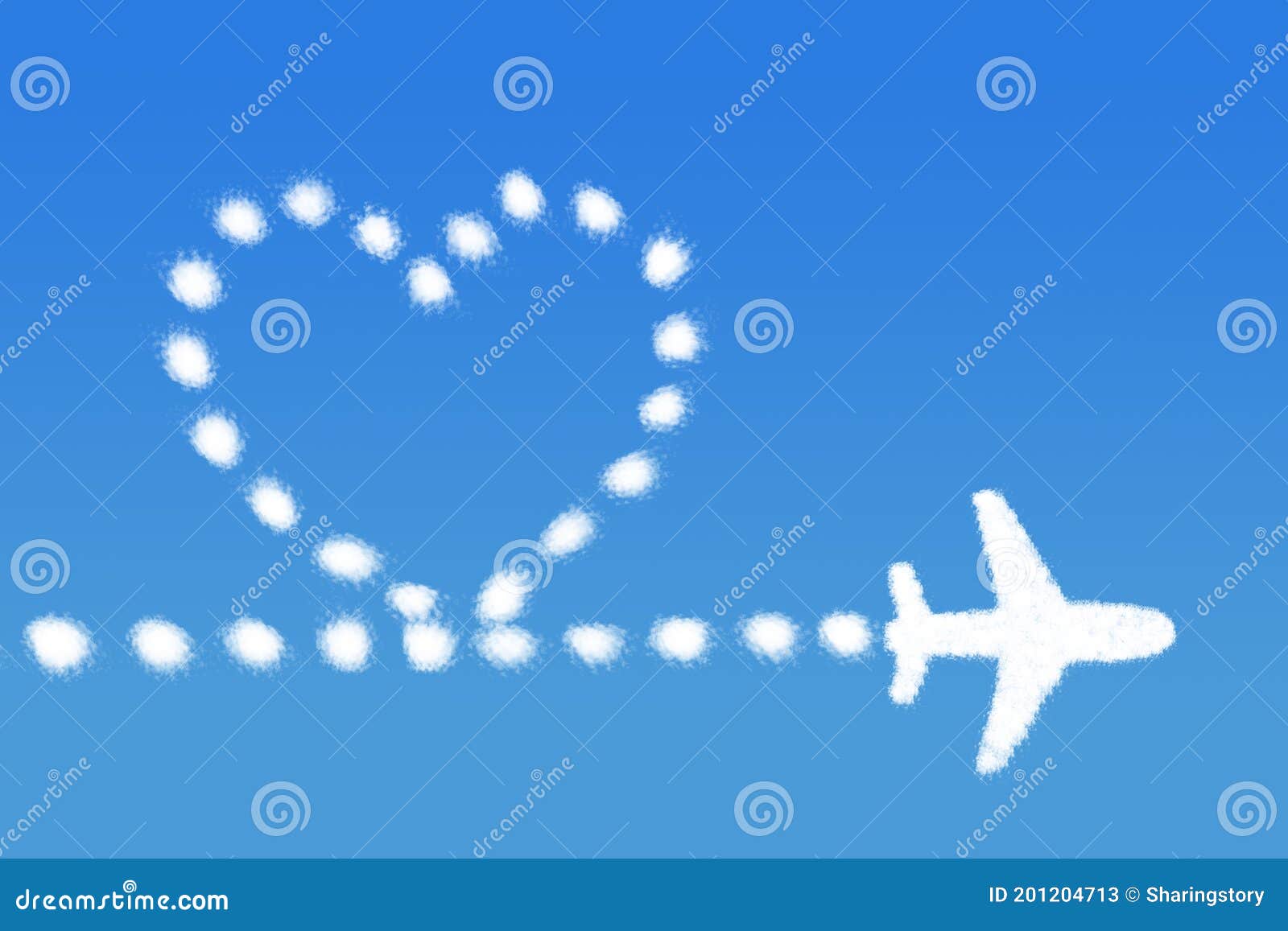 Heart Shape Cloud with Plane on Blue Sky Stock Image - Image of flight ...