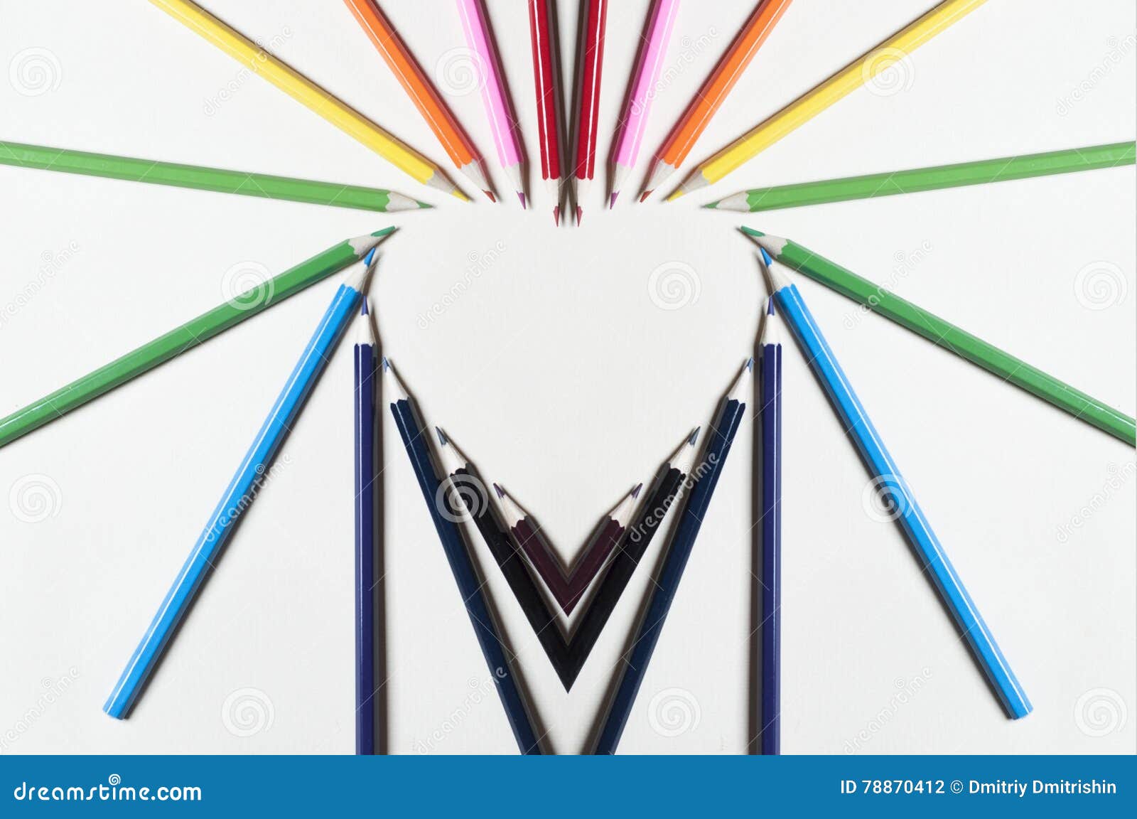 Heart Shape of the Colorful Pencils Stock Photo - Image of children ...
