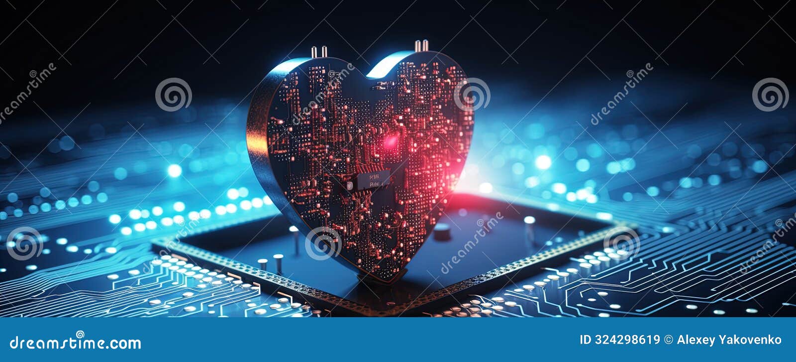 Heart Shape Computer Cell Phone Micro Chips. Valentine Motherboard ...