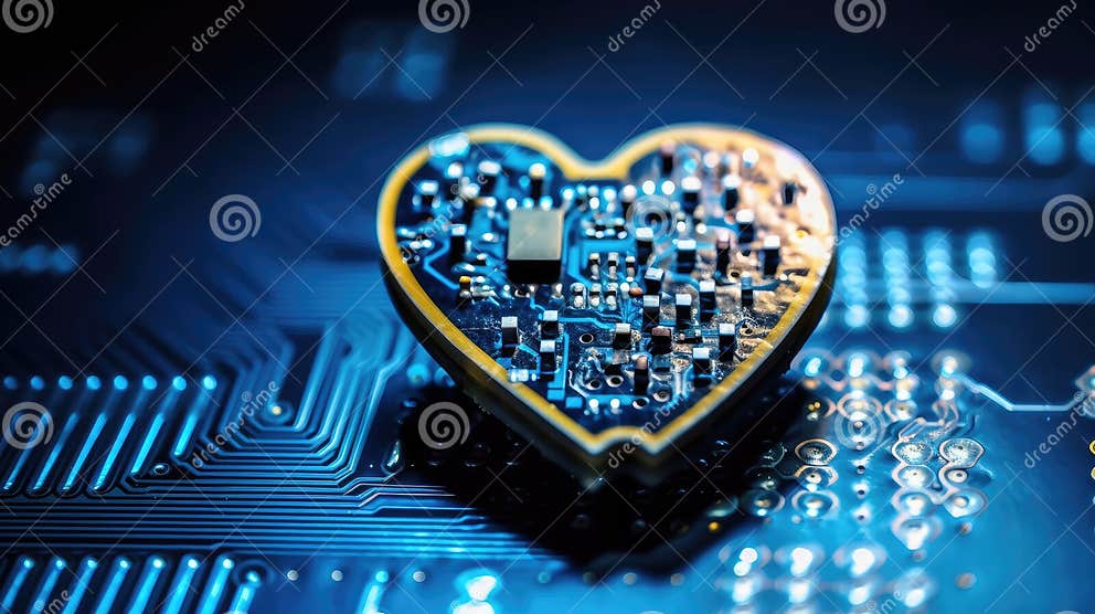 Heart Shape Computer Cell Phone Micro Chips. Valentine Motherboard ...