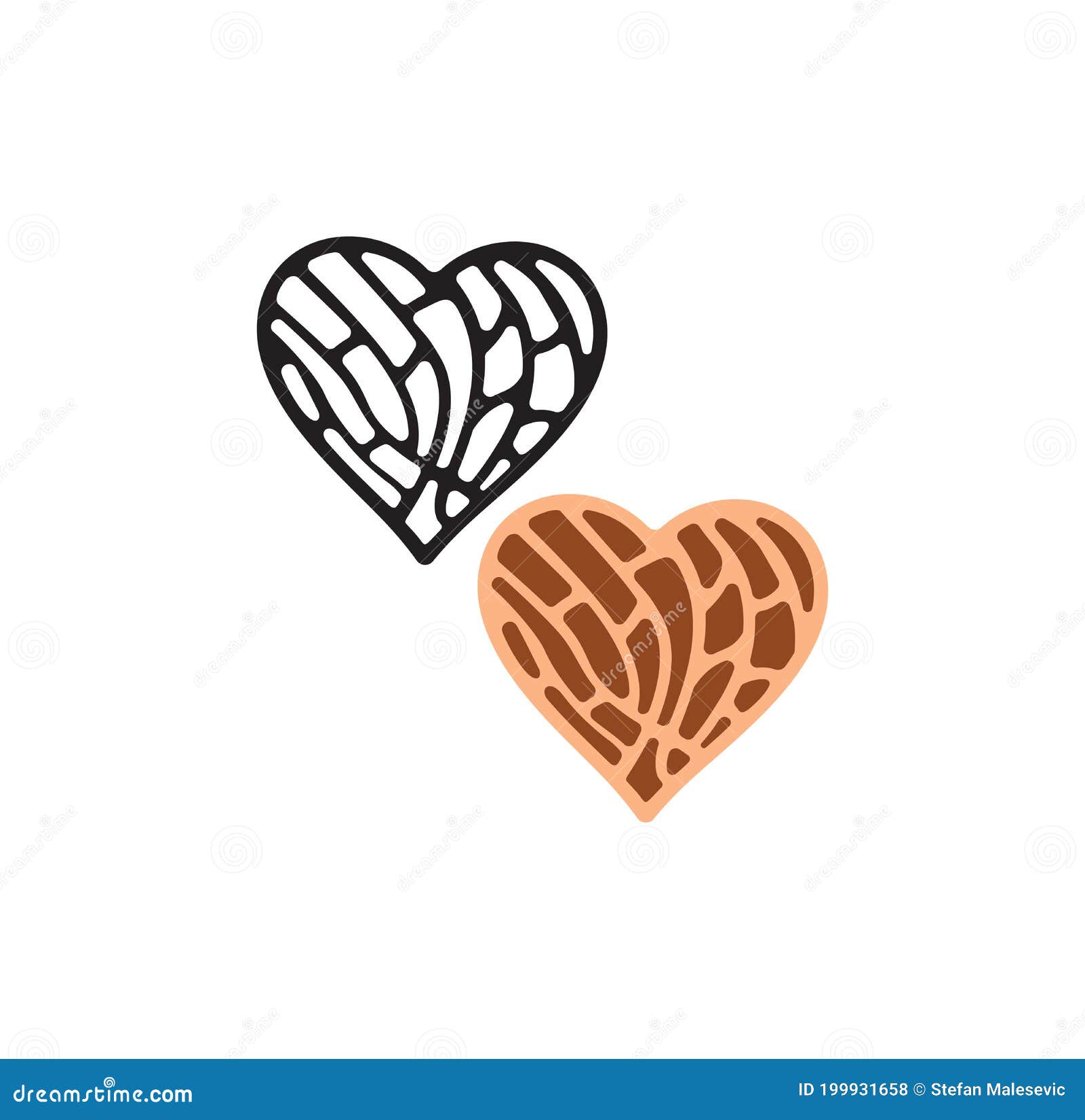Heart shape concha pans stock vector. Illustration of food - 199931658