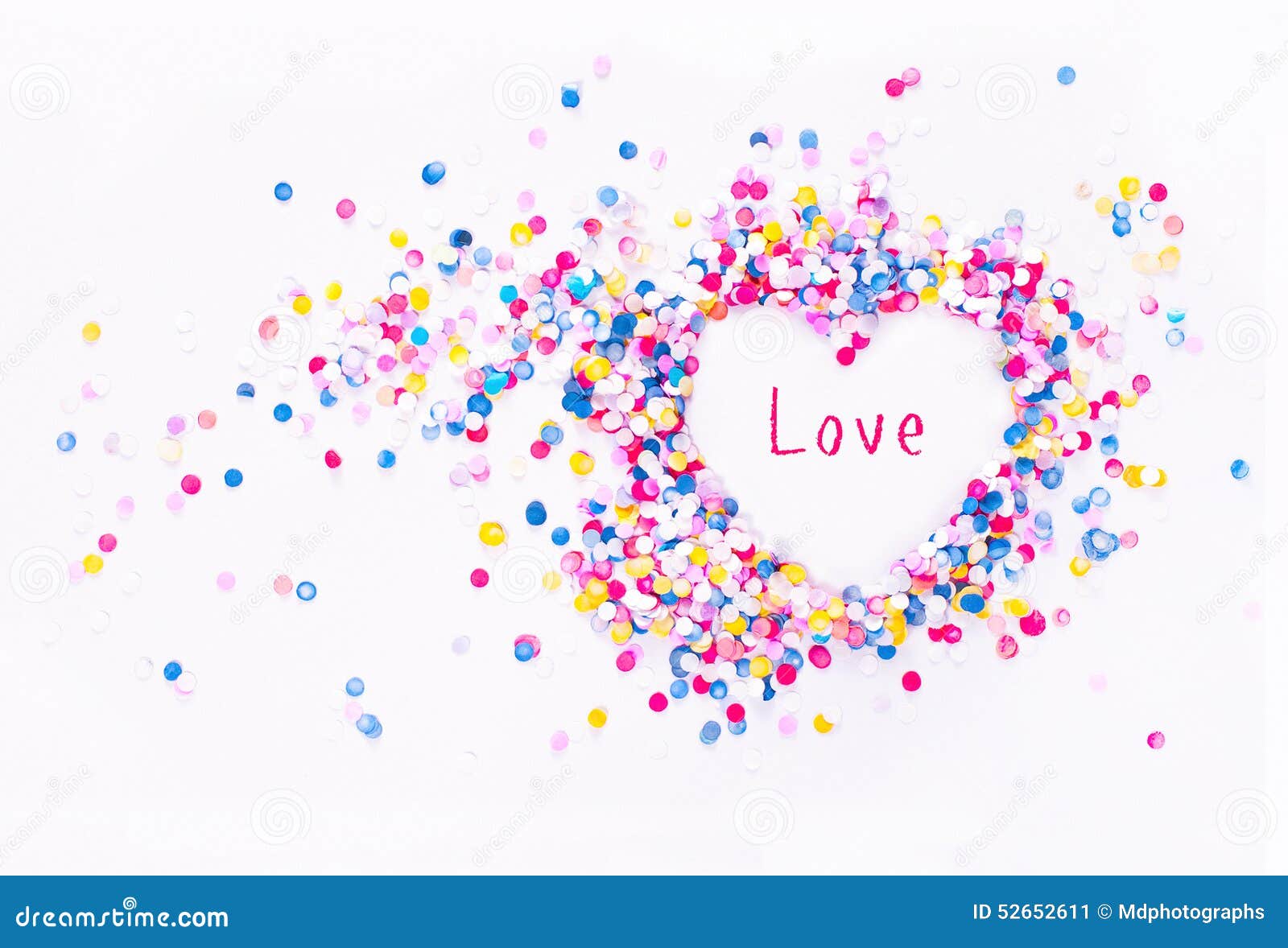 Heart Shape in Confetti with Sample Text Stock Image - Image of party ...