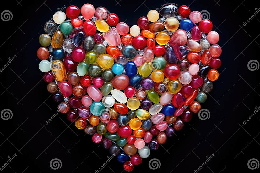 A Heart Shape Created with Multicolored Marbles Stock Photo - Image of ...