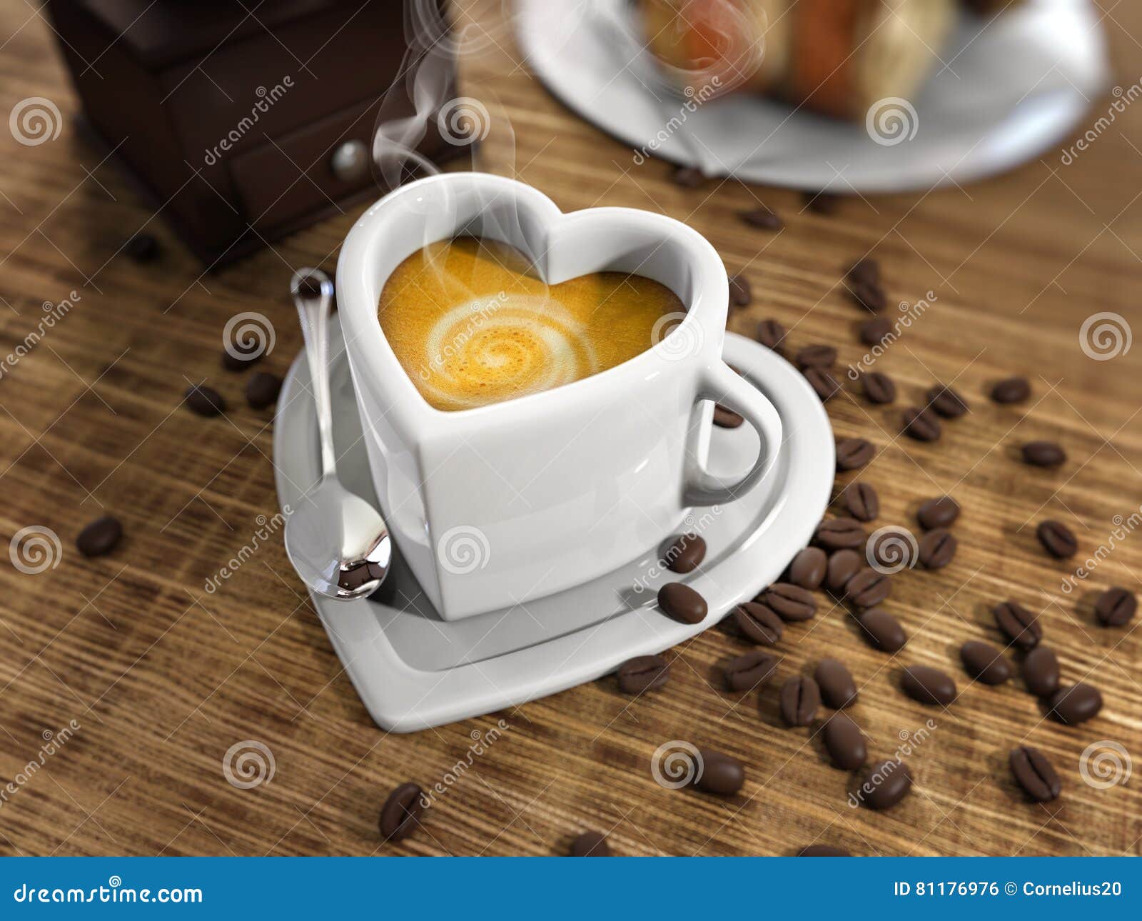 Heart shape cup of coffee stock photo. Image of cappuccino - 81176976