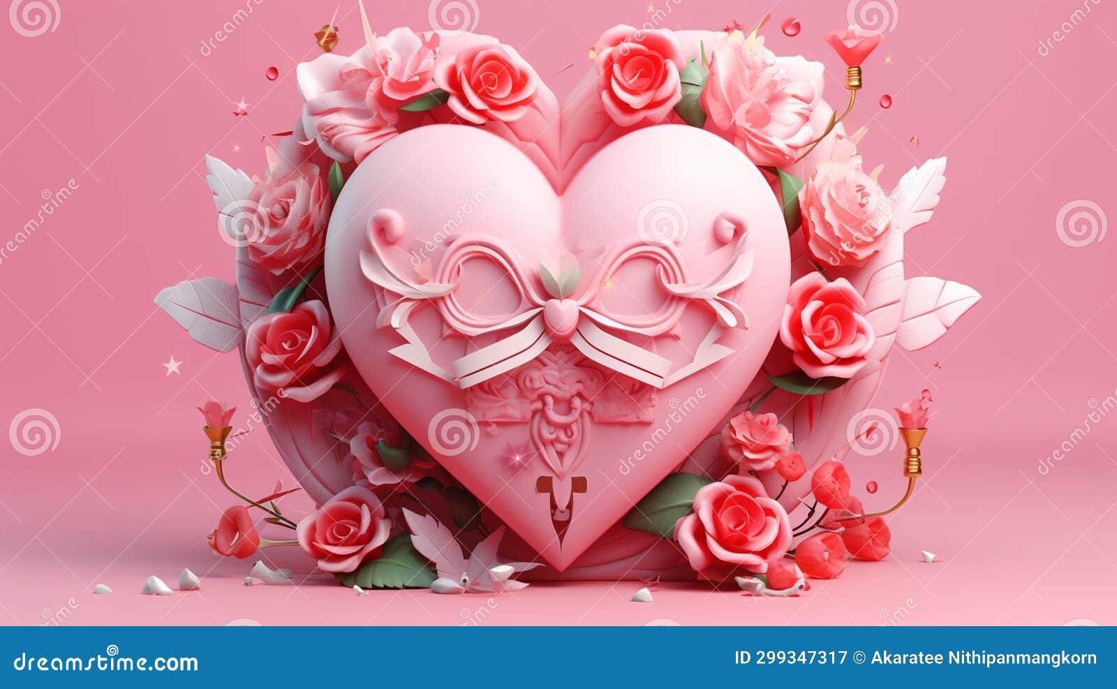 Heart Shape Decorated with Cupid Arrow, Festive Element, Happy ...