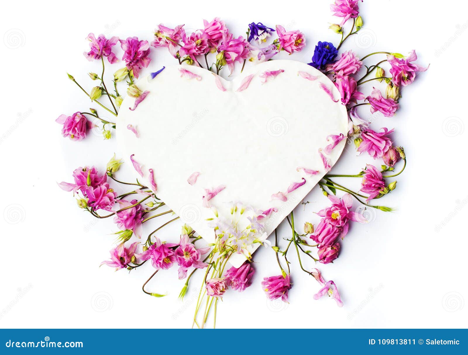 Heart Shape Decorated with Fresh Spring Flowers Stock Image - Image of ...