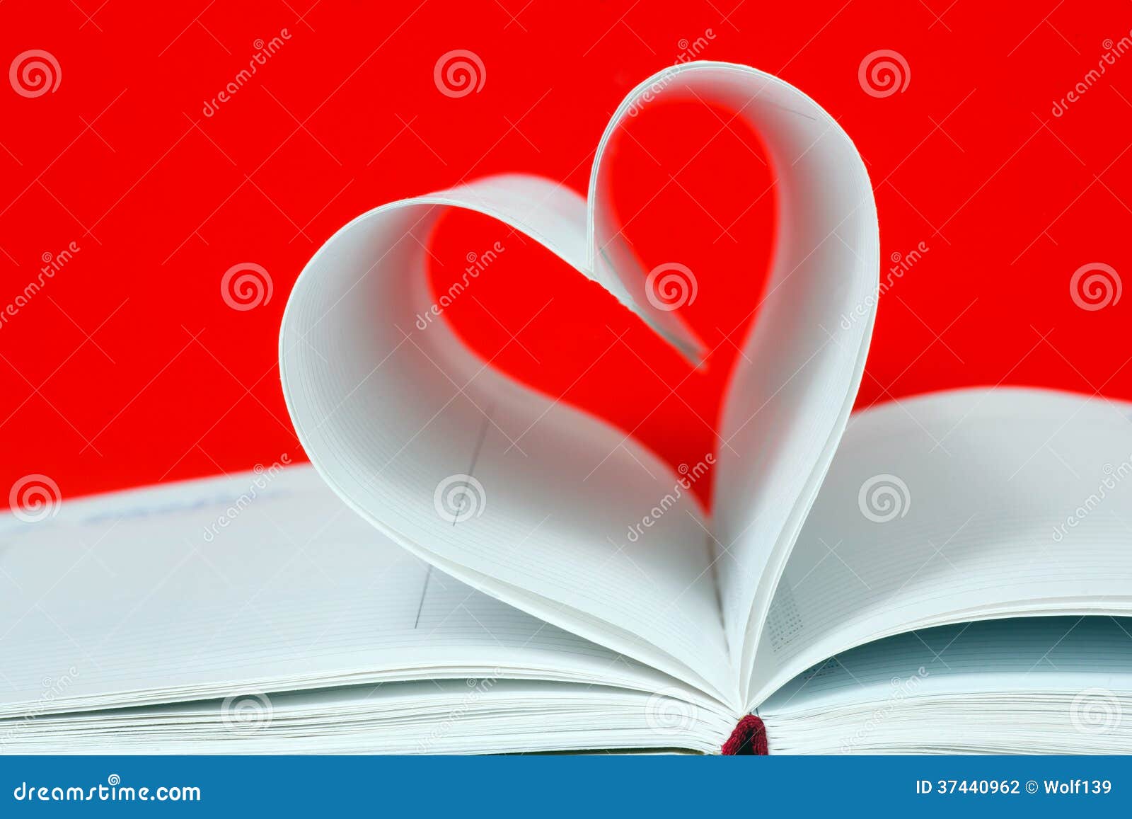 Heart Shape of Diary Pages on a Red Stock Photo - Image of notebook ...