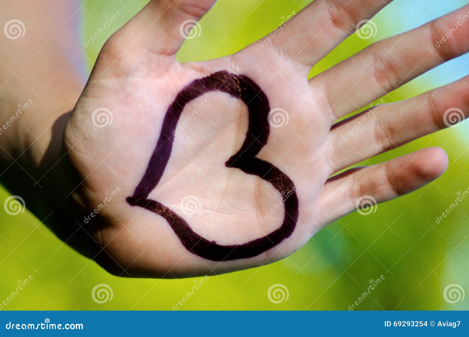 Heart Shape Drawed on a Male Human Hand Stock Photo - Image of palm ...