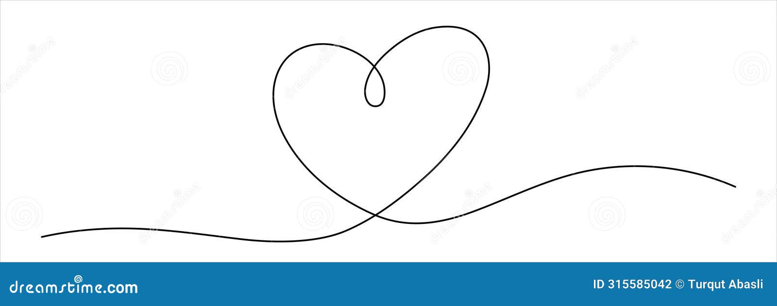 Heart Shape Drawing by Continuos Line, Thin Line Design Vector ...