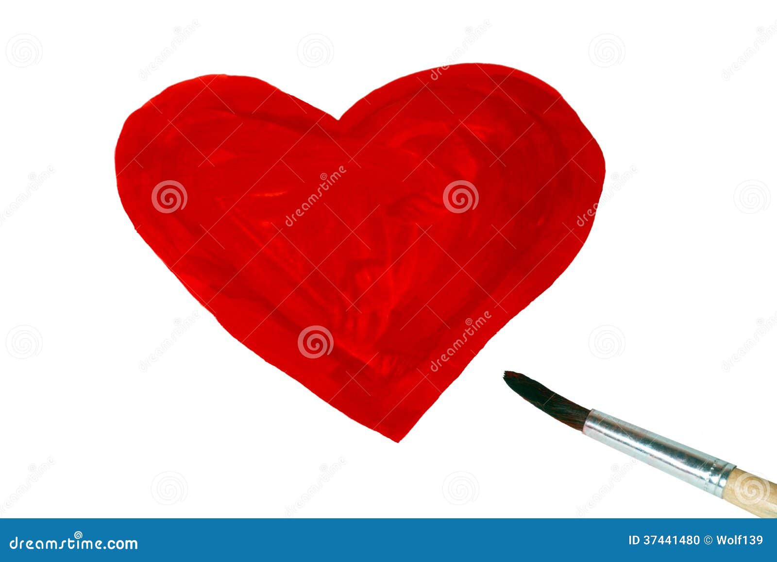 Heart Shape Drawn Brush with Red Paint Stock Photo - Image of issues ...