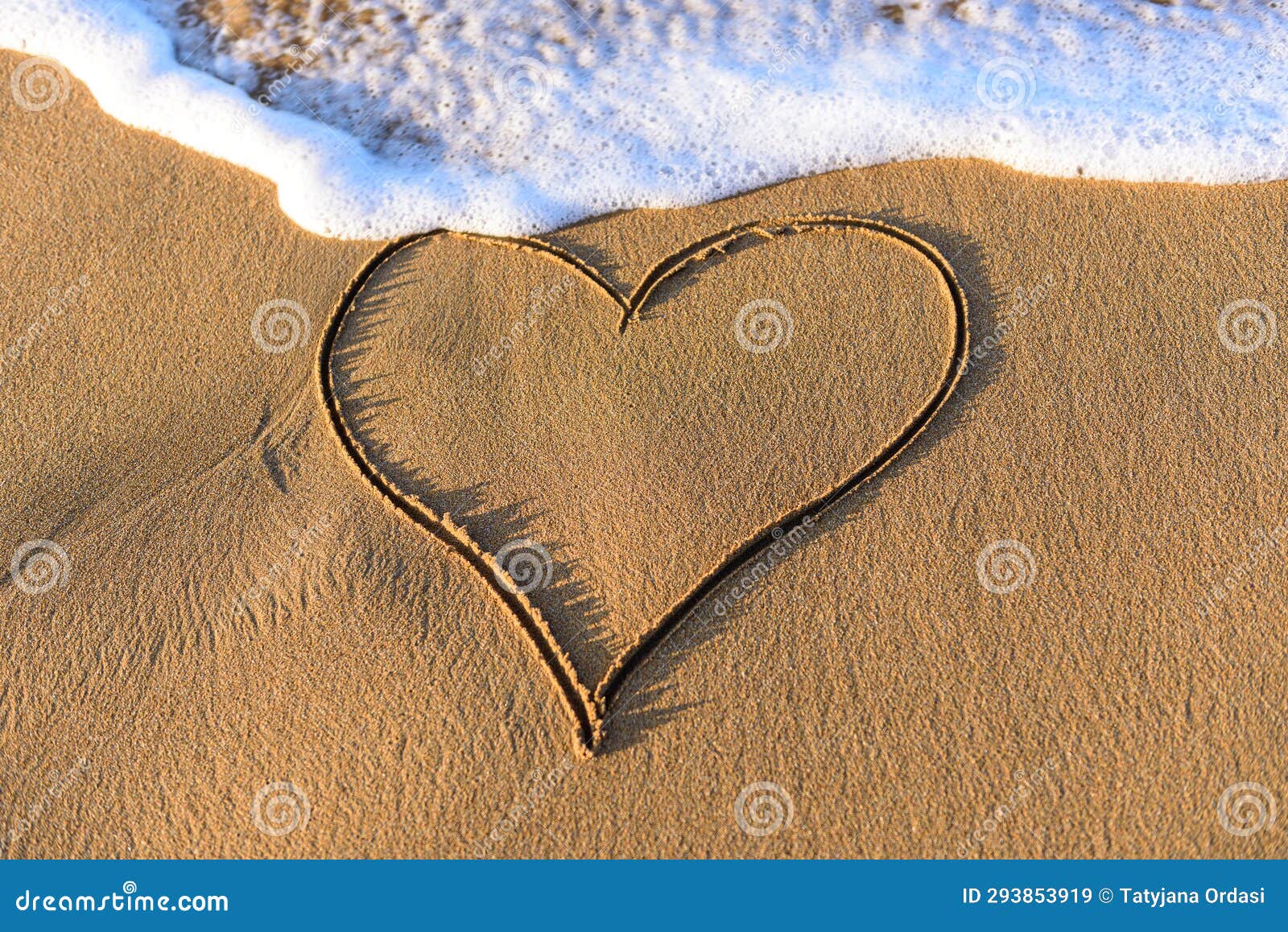 Heart Shape Drawn in the Sand on a Beach Stock Image - Image of summer ...