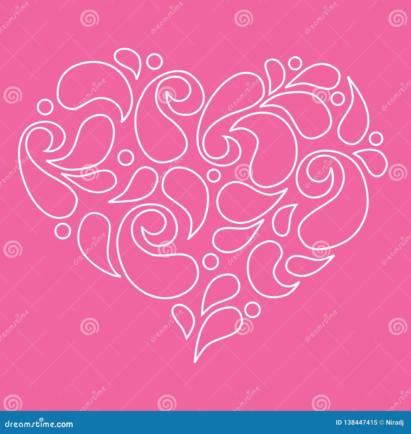 Heart Shape Fill with Petal Outline Stock Vector - Illustration of ...