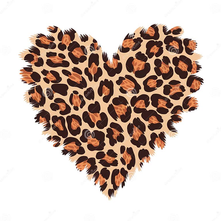 A Heart Shape is Filled with a Leopard Print Pattern Stock Illustration ...
