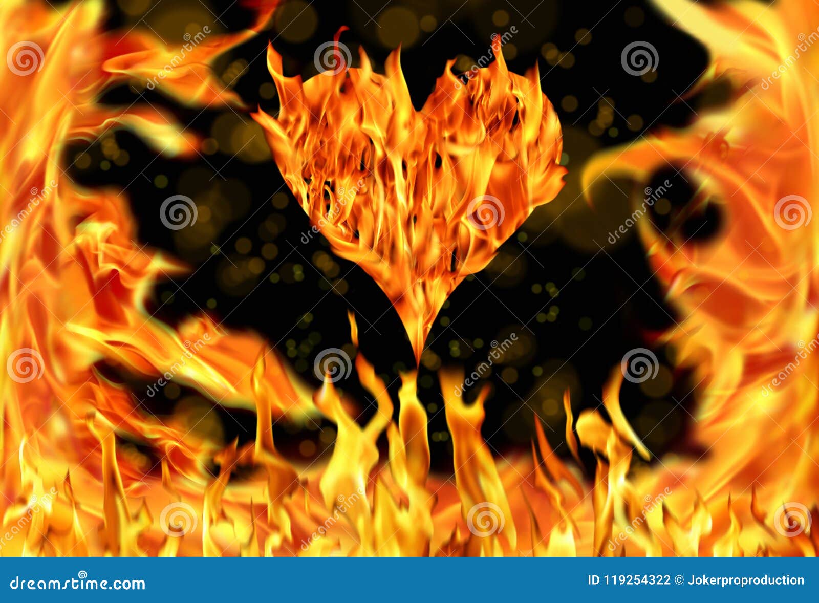 Heart Shape and Fire Flames Stock Photo - Image of dreams, design ...