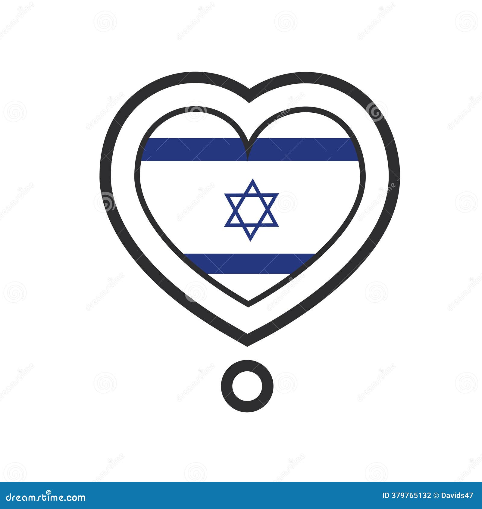 Red Heart And Israel Map. Abstract Israeli Blue White Flag With Love ...