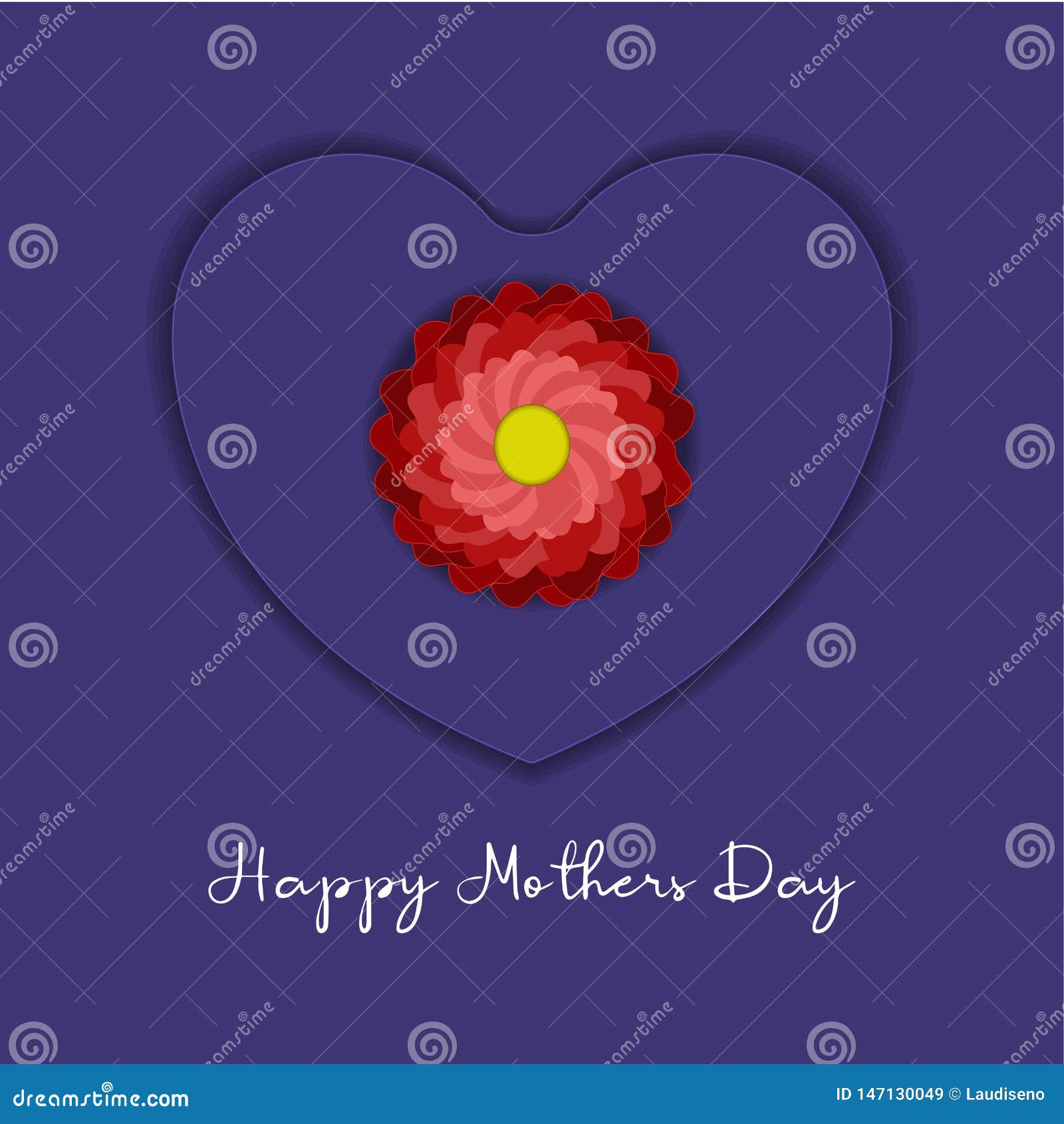 Heart Shape with a Flower. Happy Mother Day Stock Vector - Illustration ...