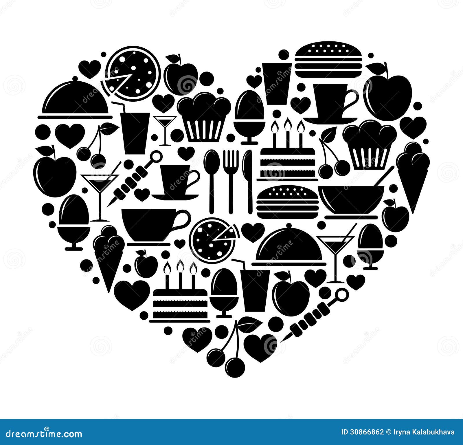 Heart Shape with Food Icons Stock Vector - Illustration of coffee, meat ... Heart Shape with Food Icons Stock Vector - Illustration of coffee, meat ...