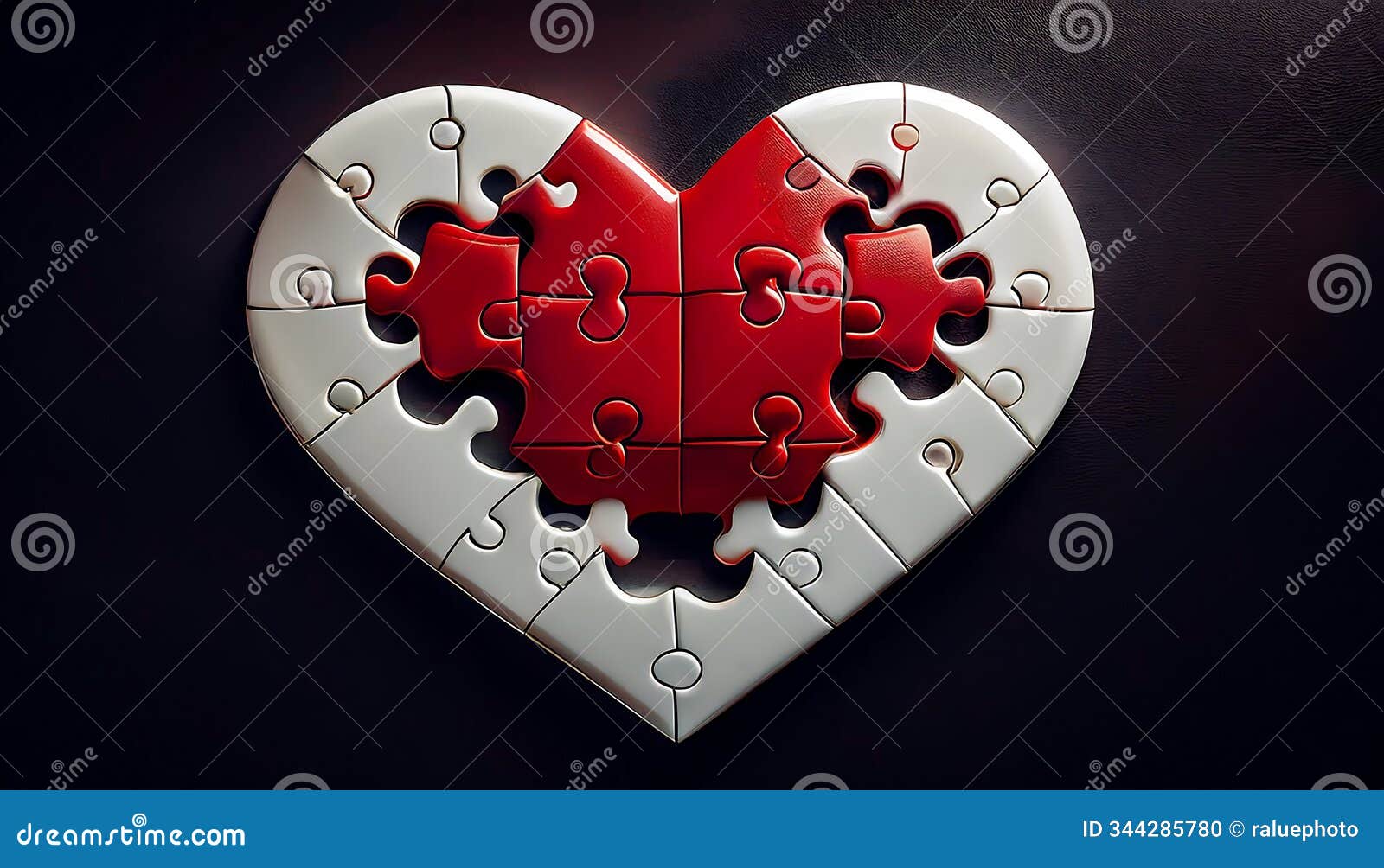 A Heart Shape, Formed by Interconnected Red and White Puzzle Pieces, is ...