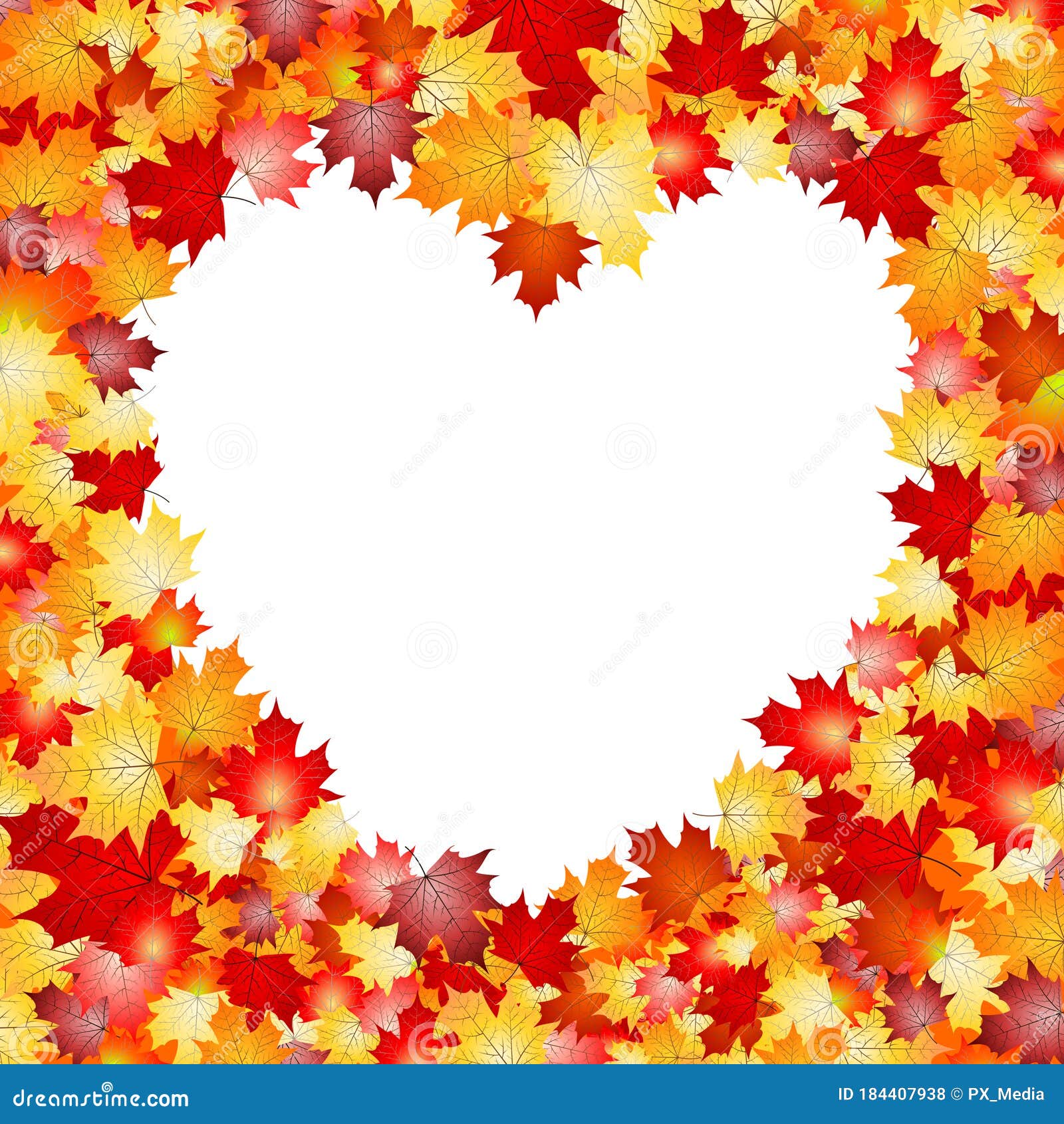 Heart Shape Frame with Autumn, Fall Leaves Stock Illustration ...