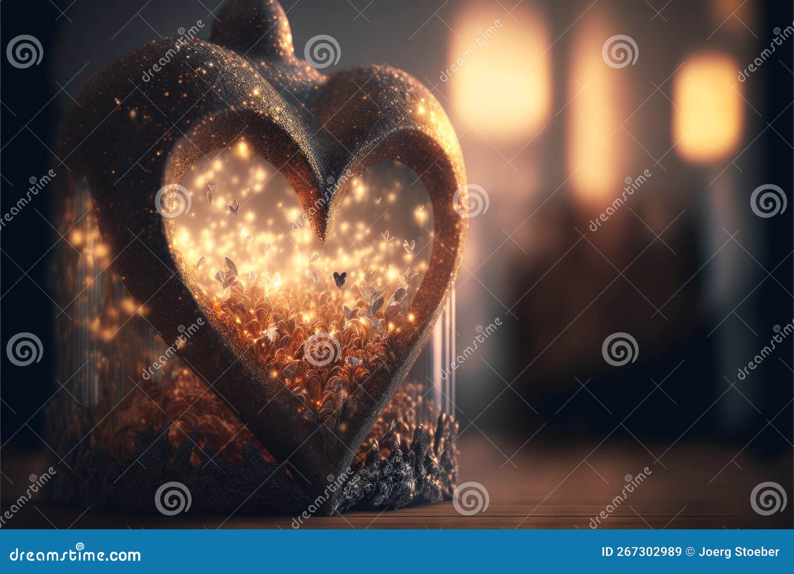 Heart Shape in Front of a Background with Glowing Lights, Generative Ai ...