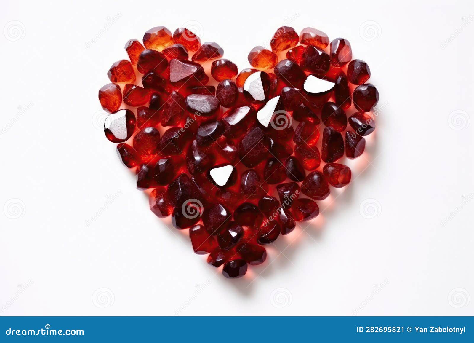 Heart Shape of Garnet on White Background. Generative AI Stock ...