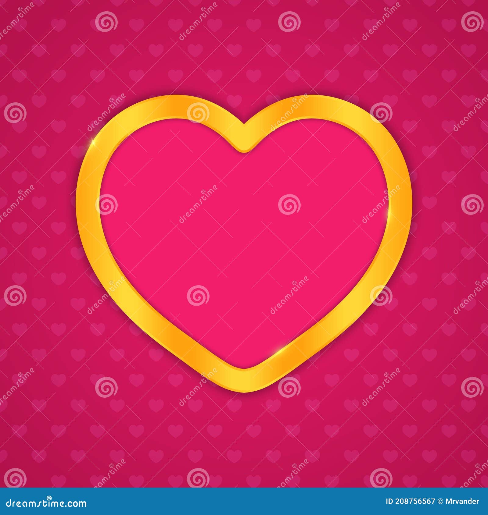 Heart Shape Gold Frame. Vector Design for Wedding or Valentines Day ...